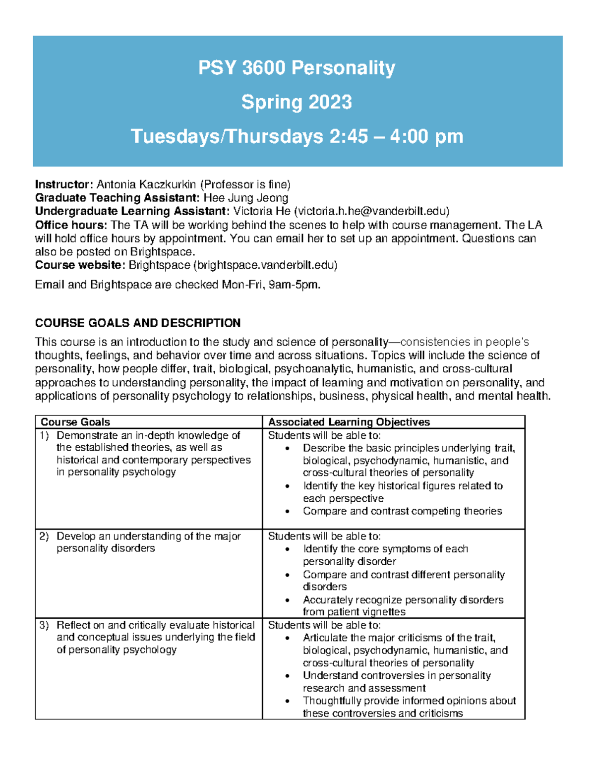 PSY 3600 syllabus Spring 2023 - Instructor: Antonia Kaczkurkin ...