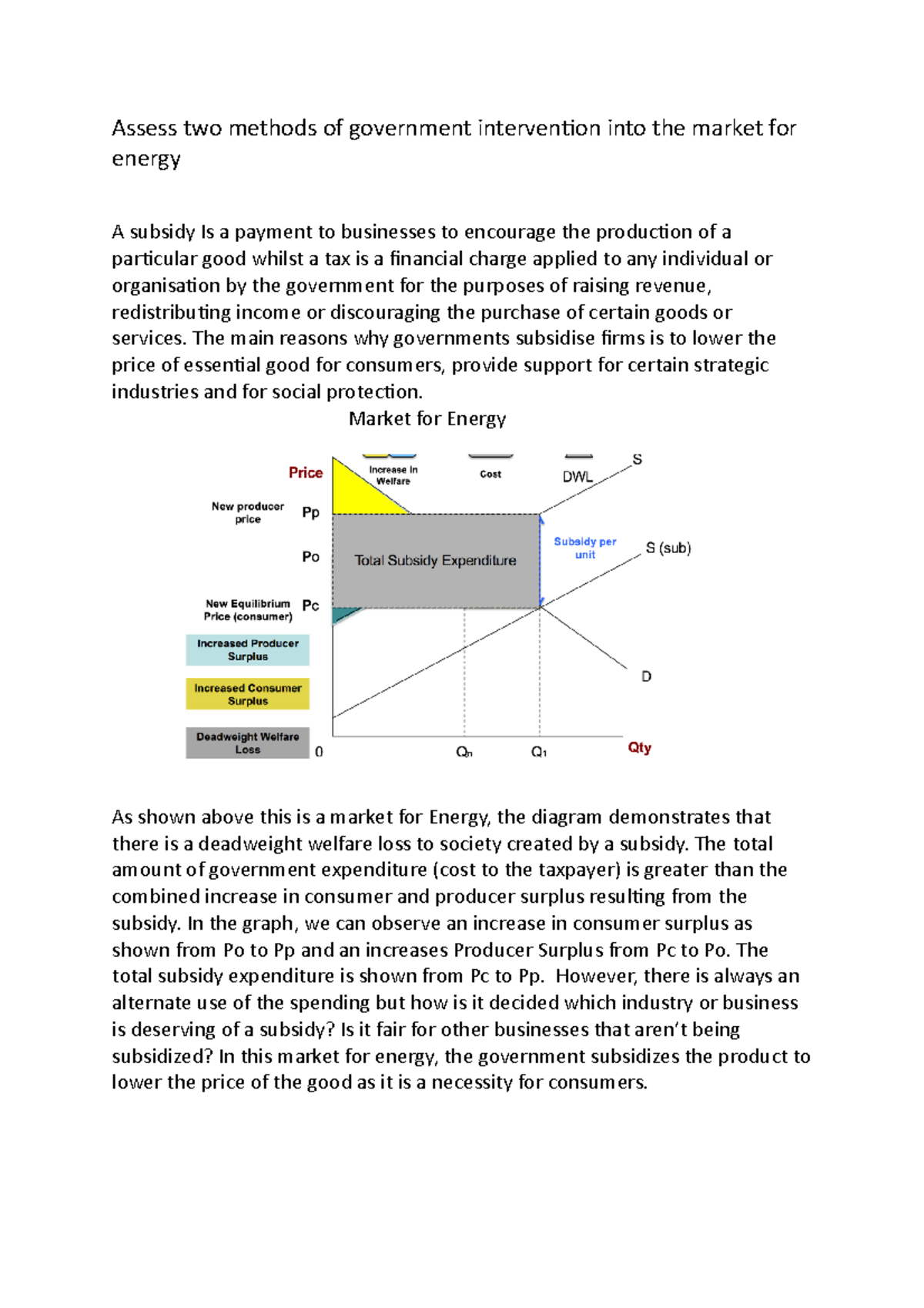 Assess two methods of government intervention into the market for ...
