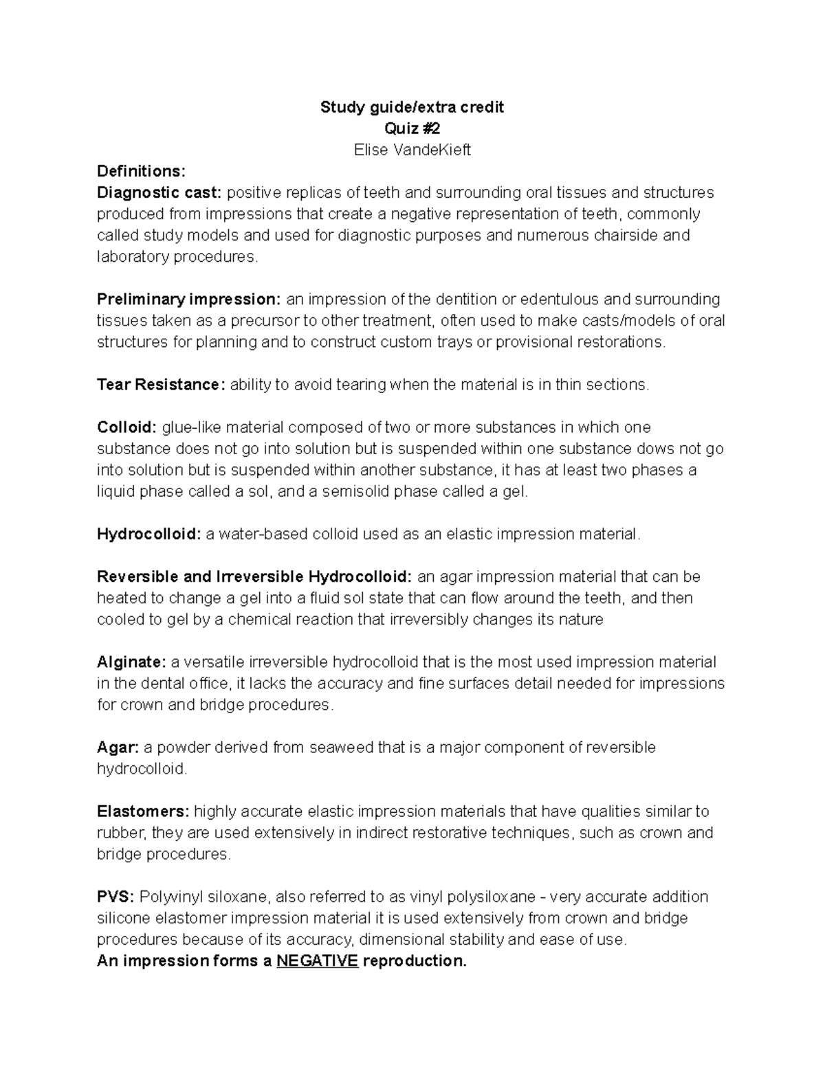 Chapter 15 study guide - Study guide/extra credit Quiz # Elise ...
