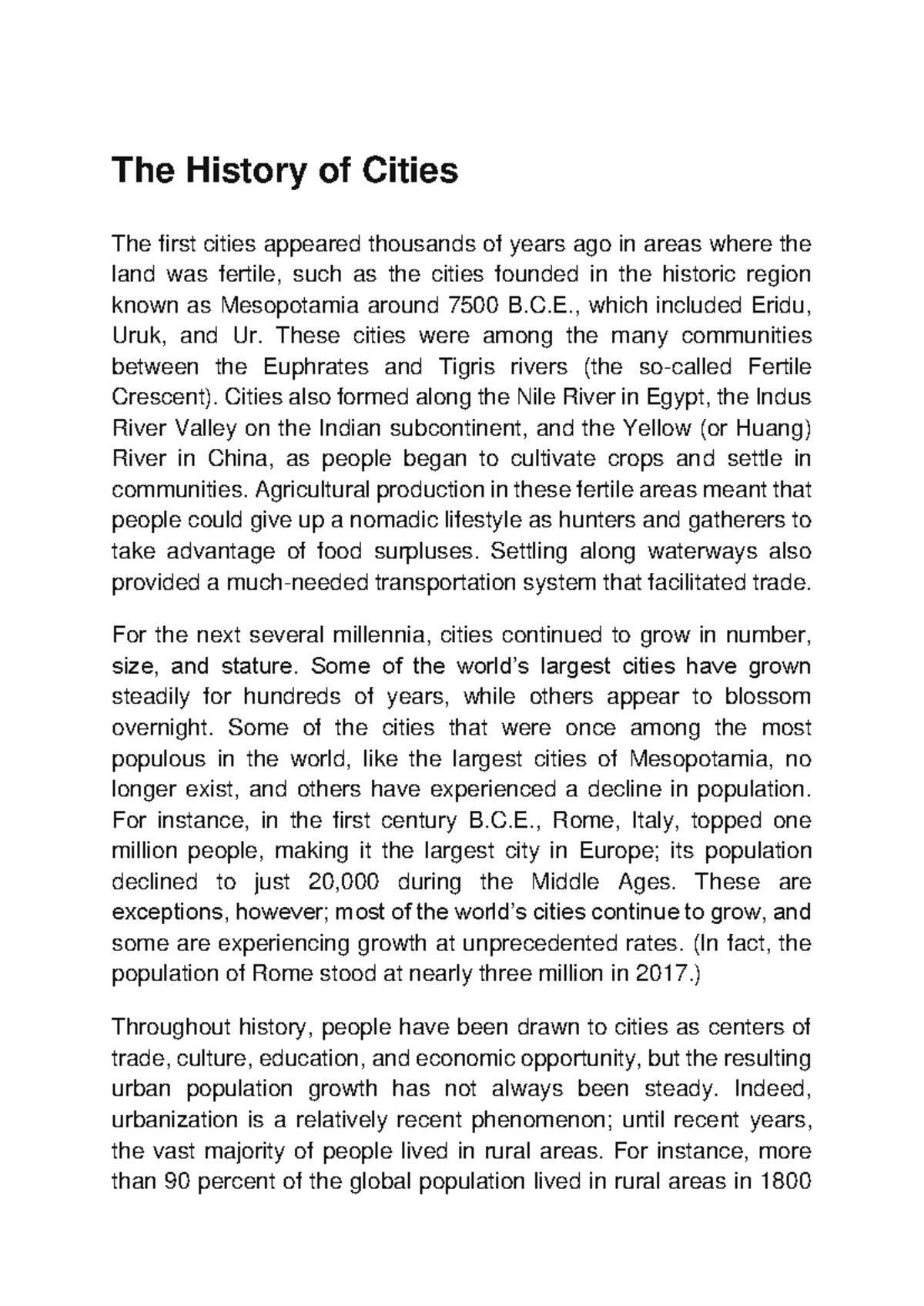 The History of Cities - Historia de la formación de las ciudades y su ...