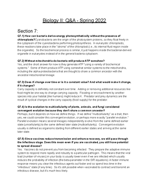 Biology 160: FULL/FINAL EXAM Summary and Practice Problems - Biology II ...