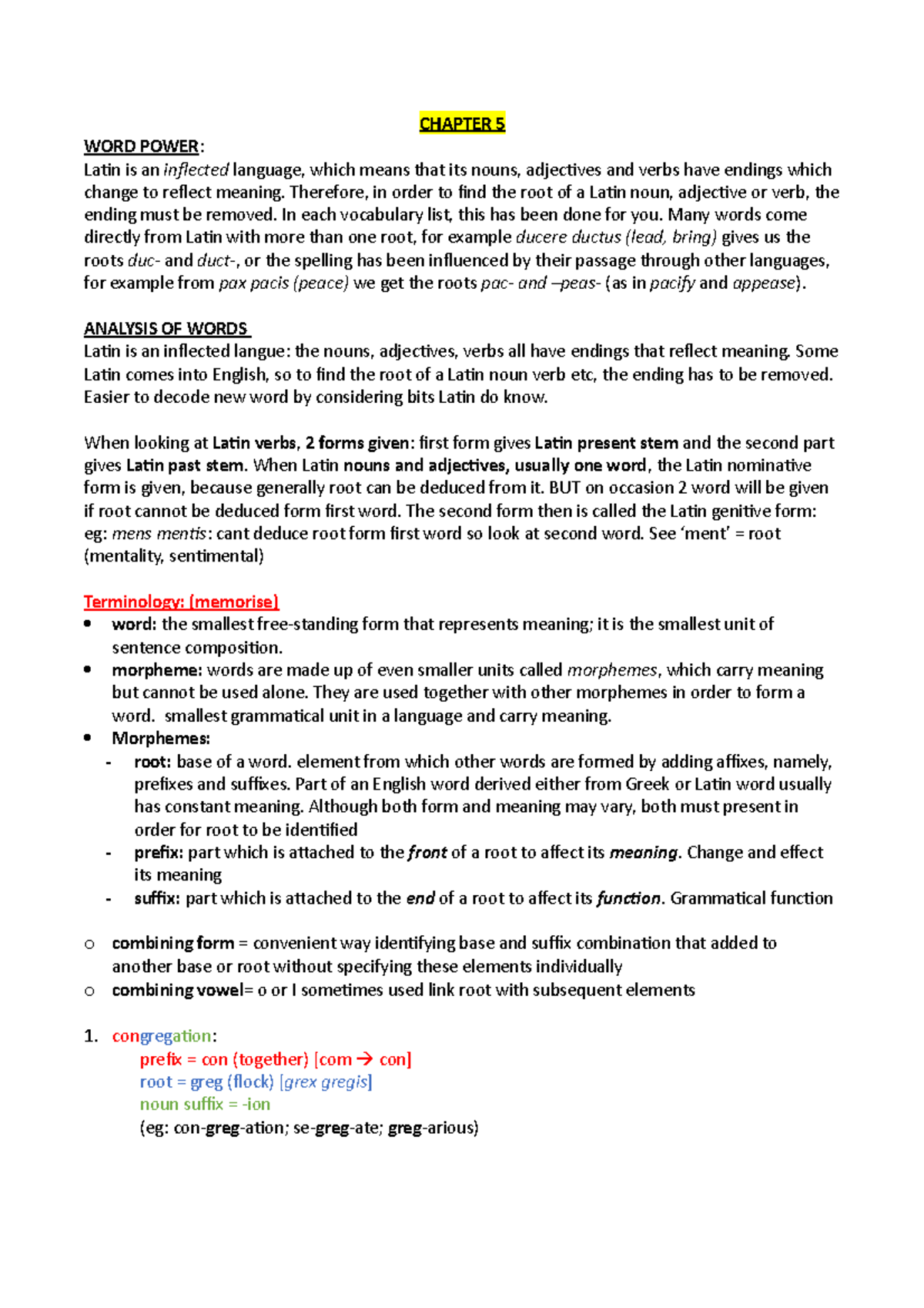 Chapter 5 - CHAPTER 5 WORD POWER: Latin is an inflected language, which ...