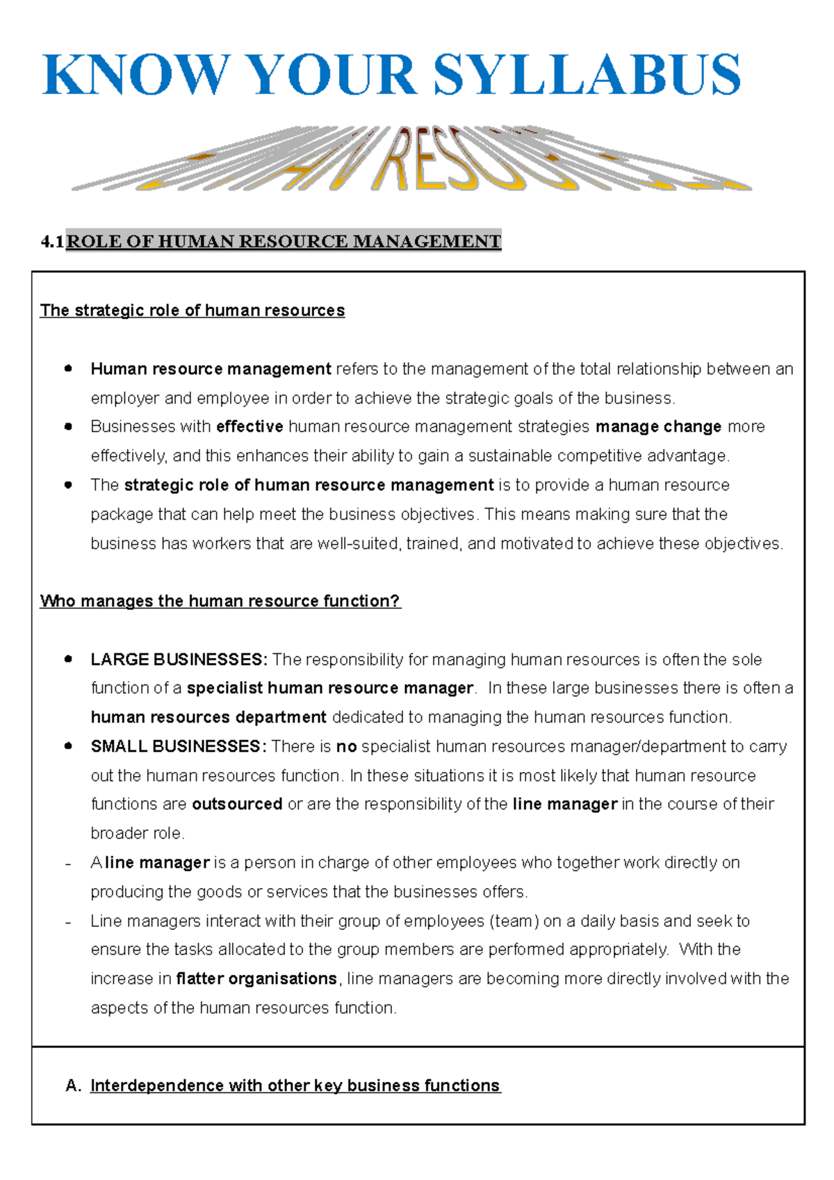 Detailed KNOW YOUR Syllabus - Human Resources - KNOW YOUR SYLLABUS 4 OF ...