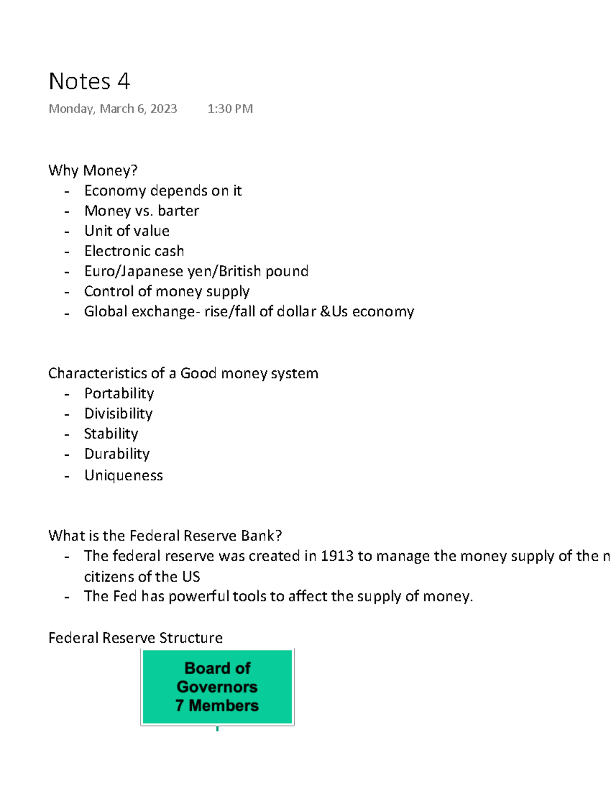Professor Kruger lecture 4 and 5 - Why Money? Economy depends on it ...