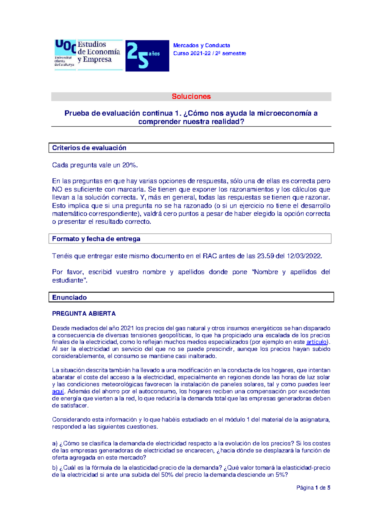 ejercicios resueltos pec 1 - Mercados y Conductas - UOC - Studocu