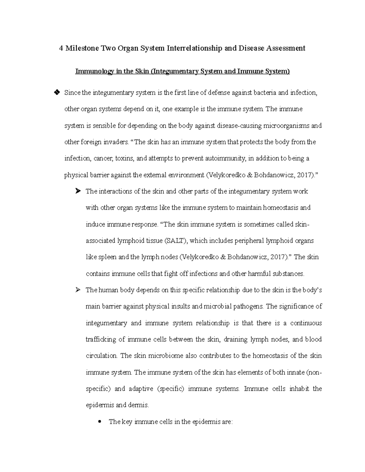Milestone Two Organ System Interrelationship and Diseases - The immune ...