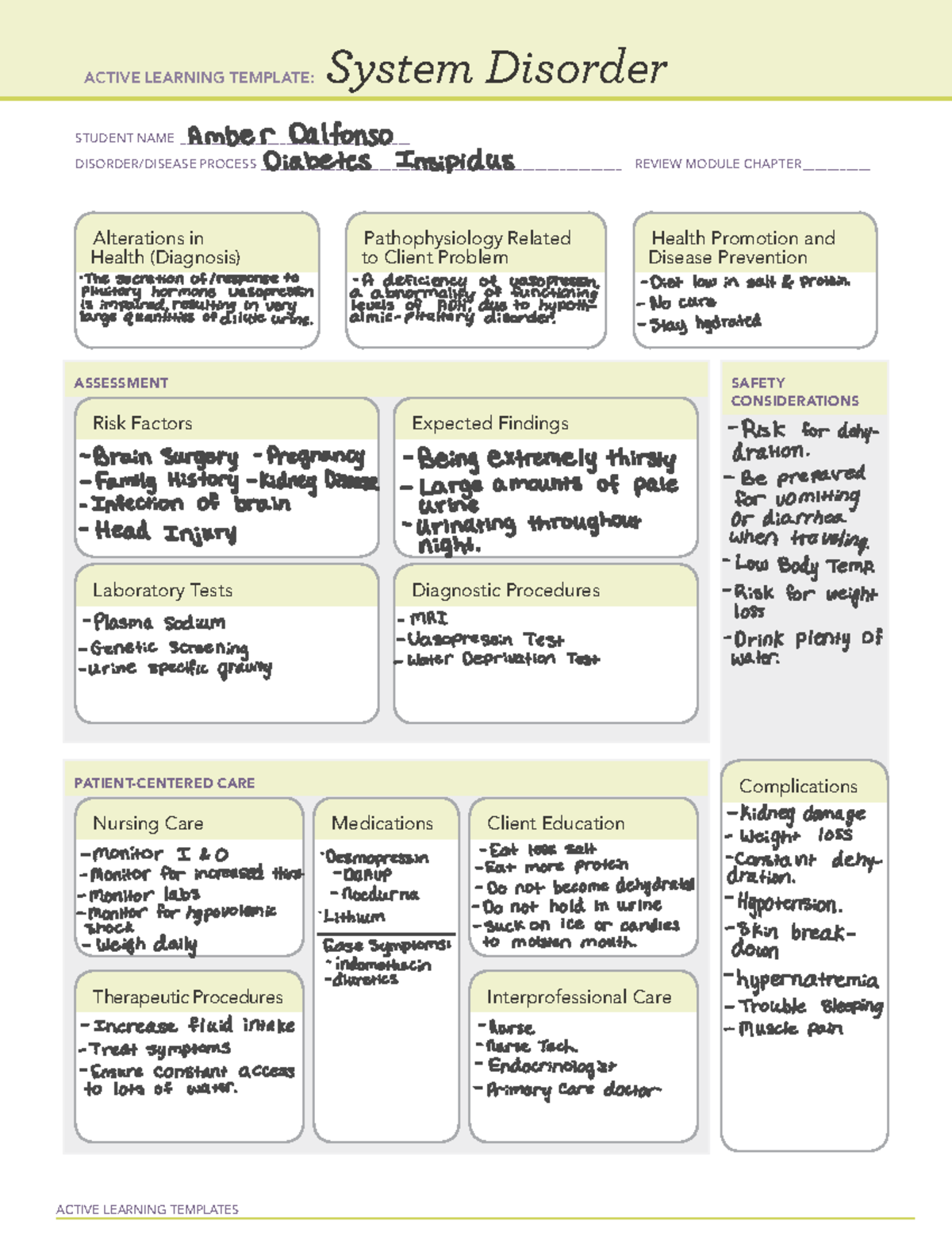 System disorder template 2 - ACTIVE LEARNING TEMPLATES System Disorder ...
