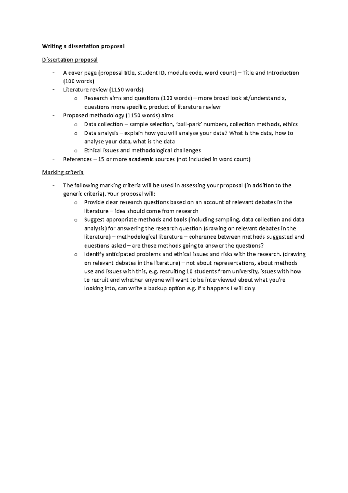 Lecture 8c Writing a dissertation proposal - Writing a dissertation ...