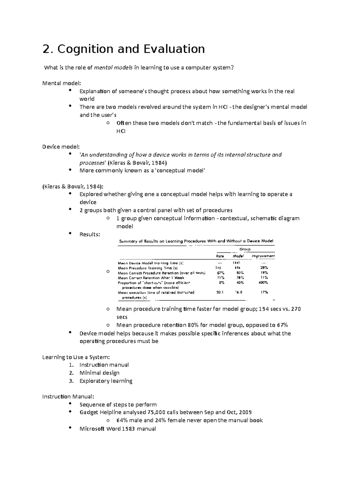 Week 2 Lecture Notes - Human Computer Interaction - 2. Cognition and ...