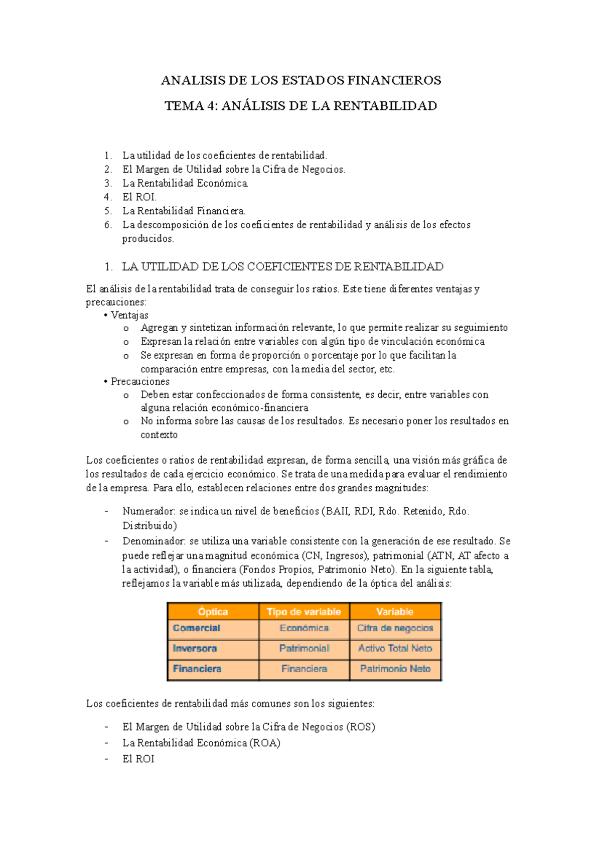 TEMA 4 Analisis DE LOS Estados Financieros - ANALISIS DE LOS ESTADOS FINANCIEROS TEMA 4 ...