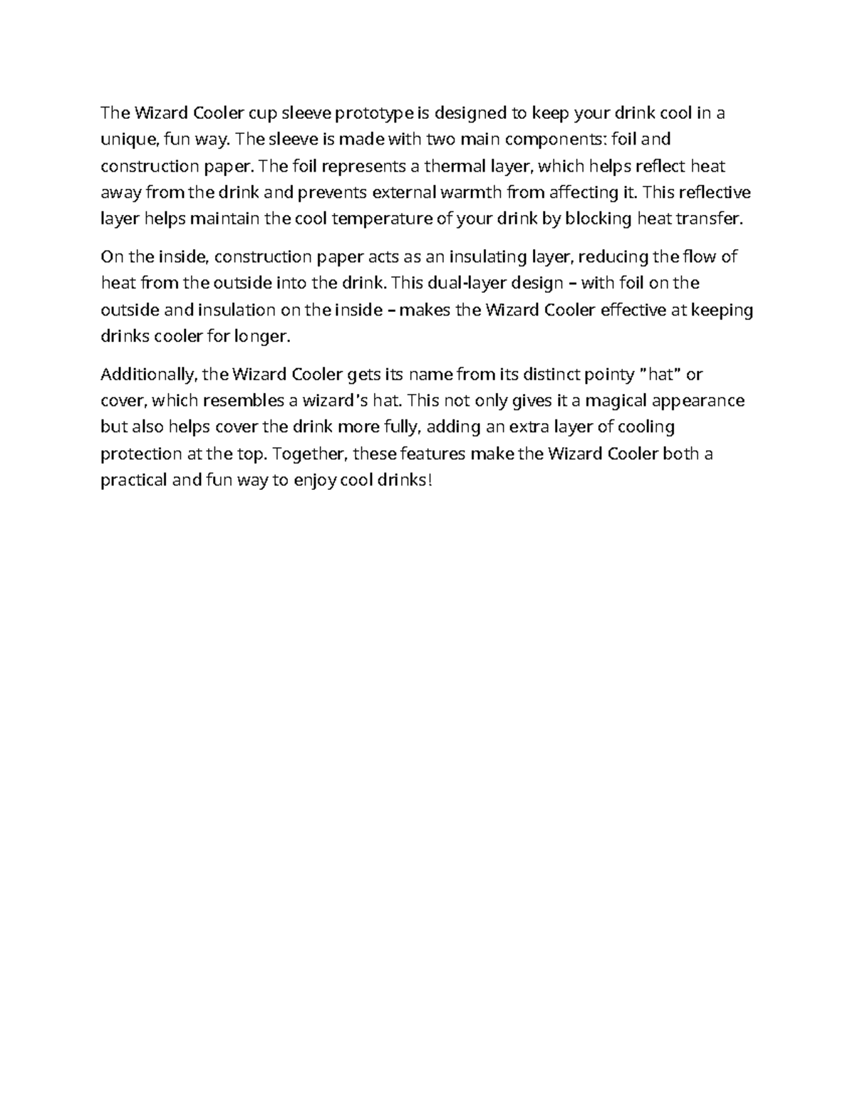 Science Paragraph - Prototype - The Wizard Cooler cup sleeve prototype ...