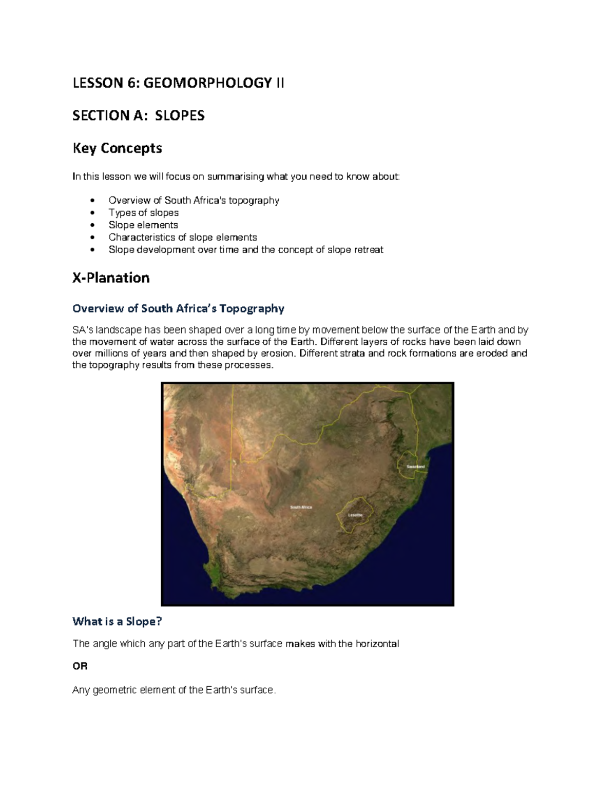 Geomorphology- Answers - LESSON 6: GEOMORPHOLOGY II SECTION A: SLOPES ...