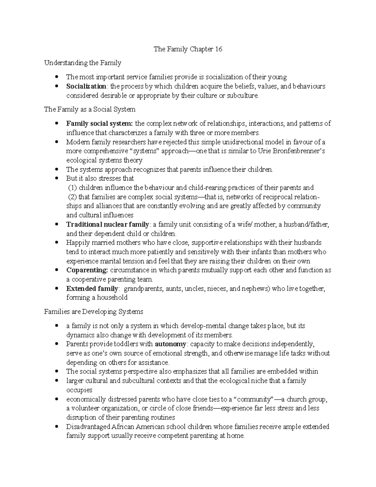 The Family Chapter 16 - textbook notes - PSYC-2005EG - Laurentian - Studocu
