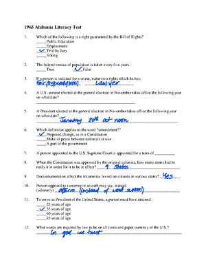 Literacy test - test - 1965 Alabama Literacy Test Which of the ...