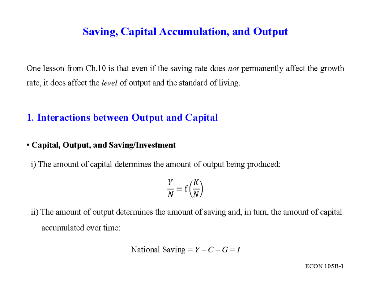 Chapter 11-Saving, Capital Accumulation, and Output - Saving, Capital Accumulation, and Output ...