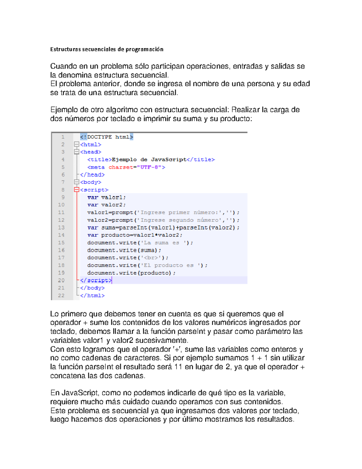 Estructuras secuenciales de programación javascript - Estructuras ...