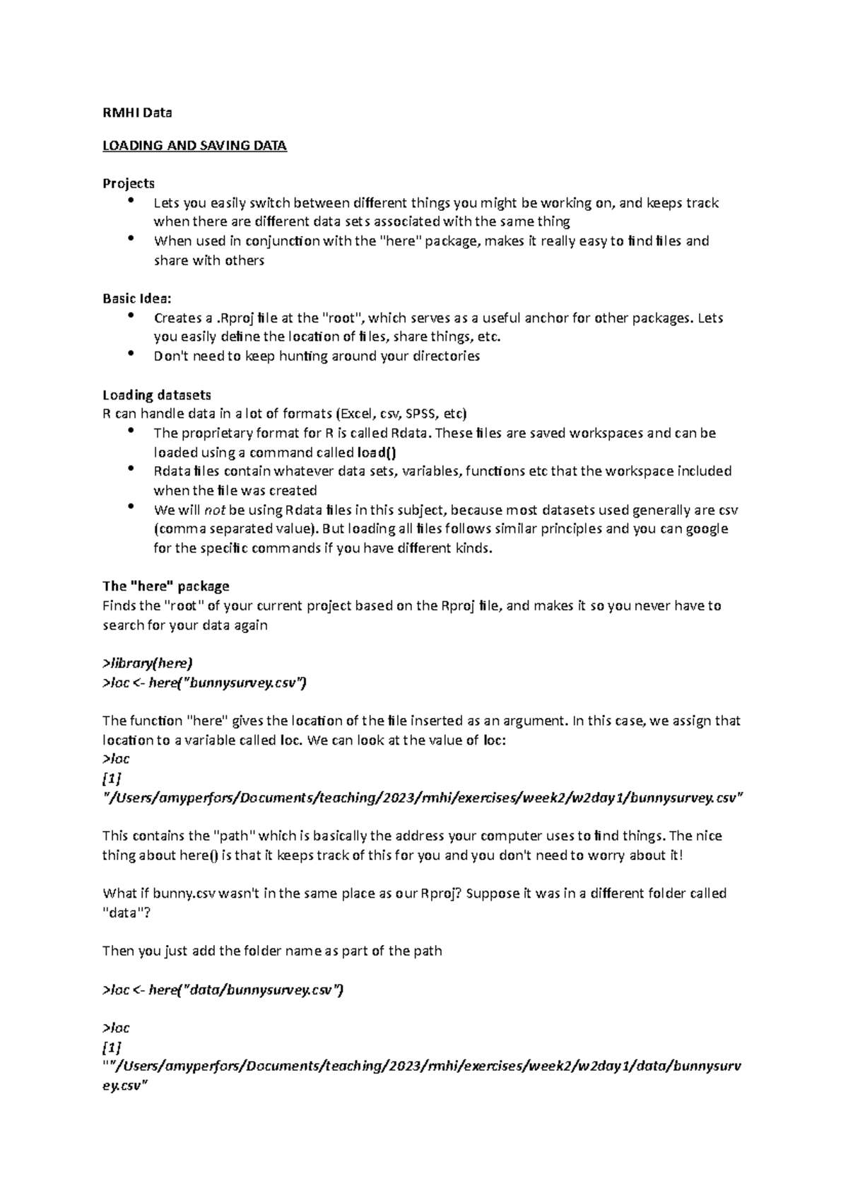 Rmhi Data Lecture Notes On Data Rmhi Data Loading And Saving Data