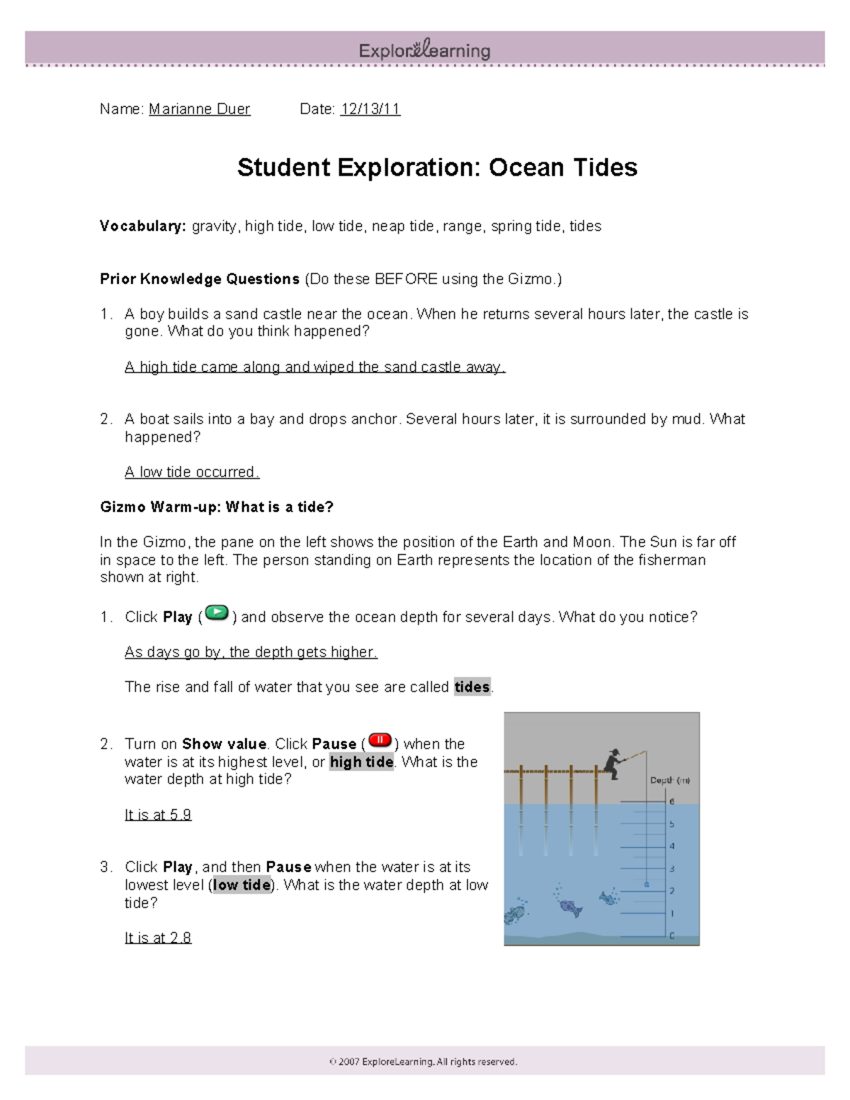 Ocean tides se - ajsjsjsjsjjs - Name: Marianne Duer Date: 12/13 ...