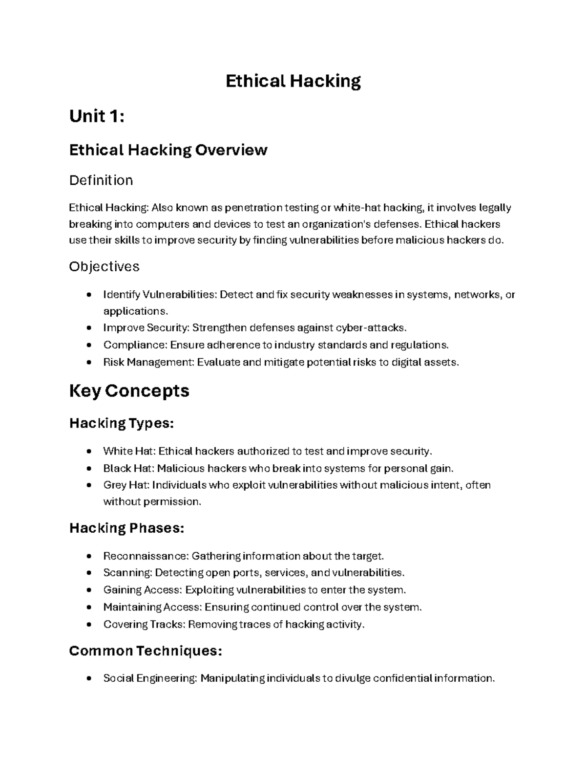 Ethical hackeing unit 1 - Ethical Hacking Unit 1: Ethical Hacking ...