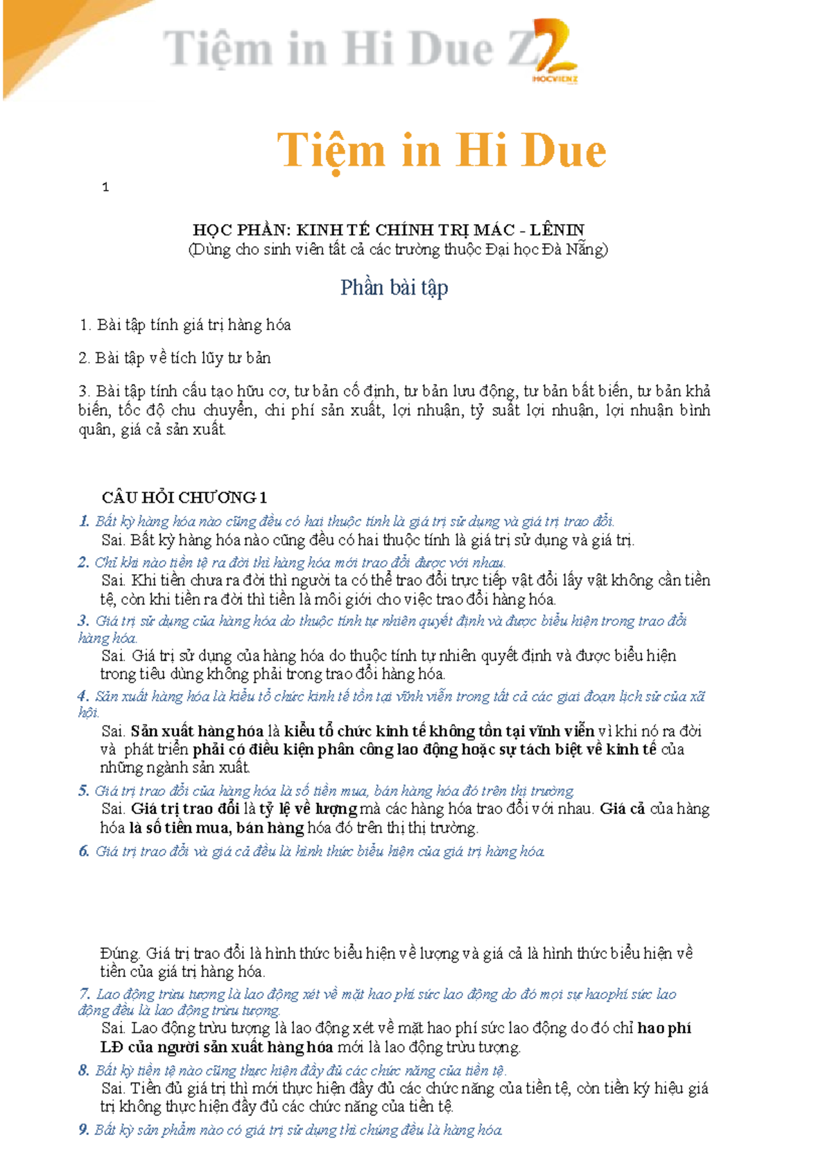 kinh tế chính trị - Tiệm in Hi Due 1 Group: HI DUE Z ( tài liệu miễn ...
