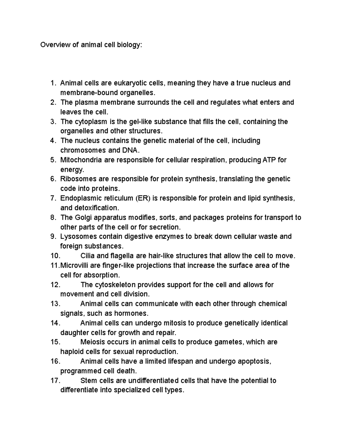 Overview of animal cell biology - Overview of animal cell biology ...