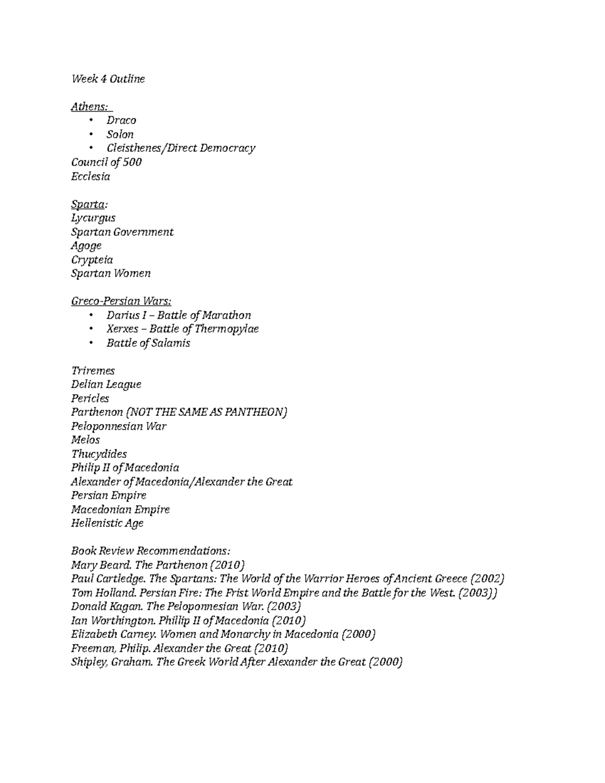 HY 101 Week 4 Outline - Professor Tanja Bacani - HY 101 - Alabama - Studocu