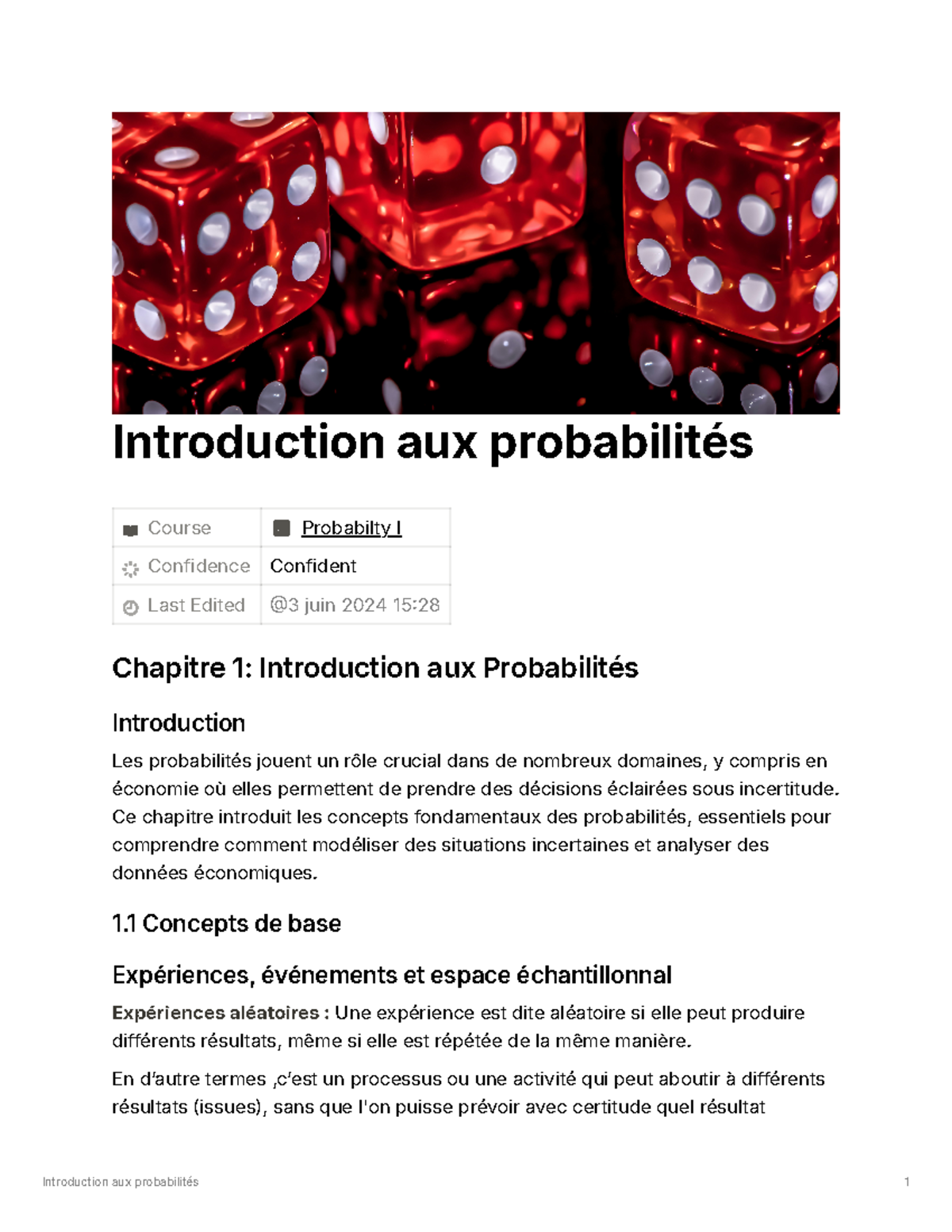 Introduction aux probabilités - Introduction aux probabilités Course ...