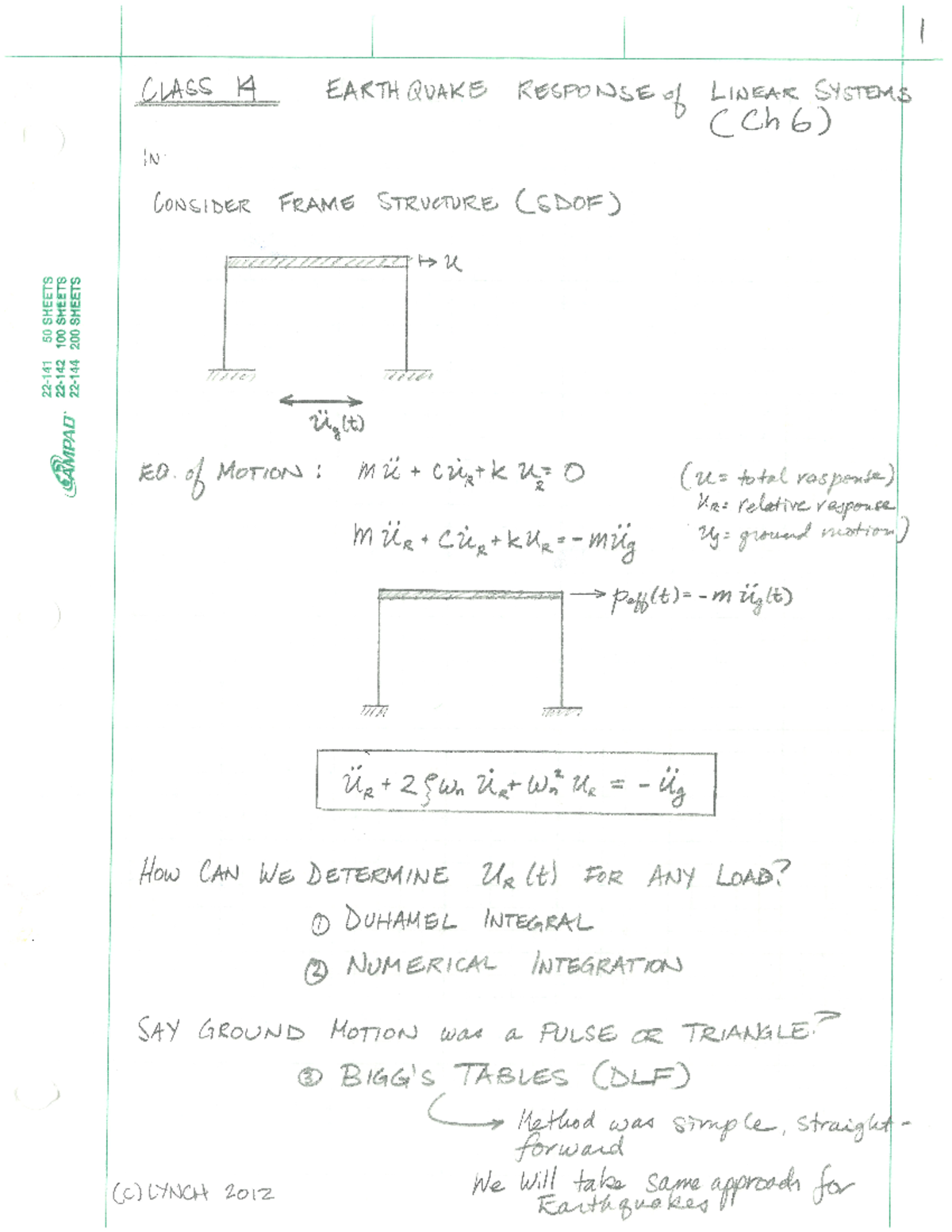 Class 14 CEE511 Structural Dynamics 2013 2014 - M EAKTH a Qch 9 ...