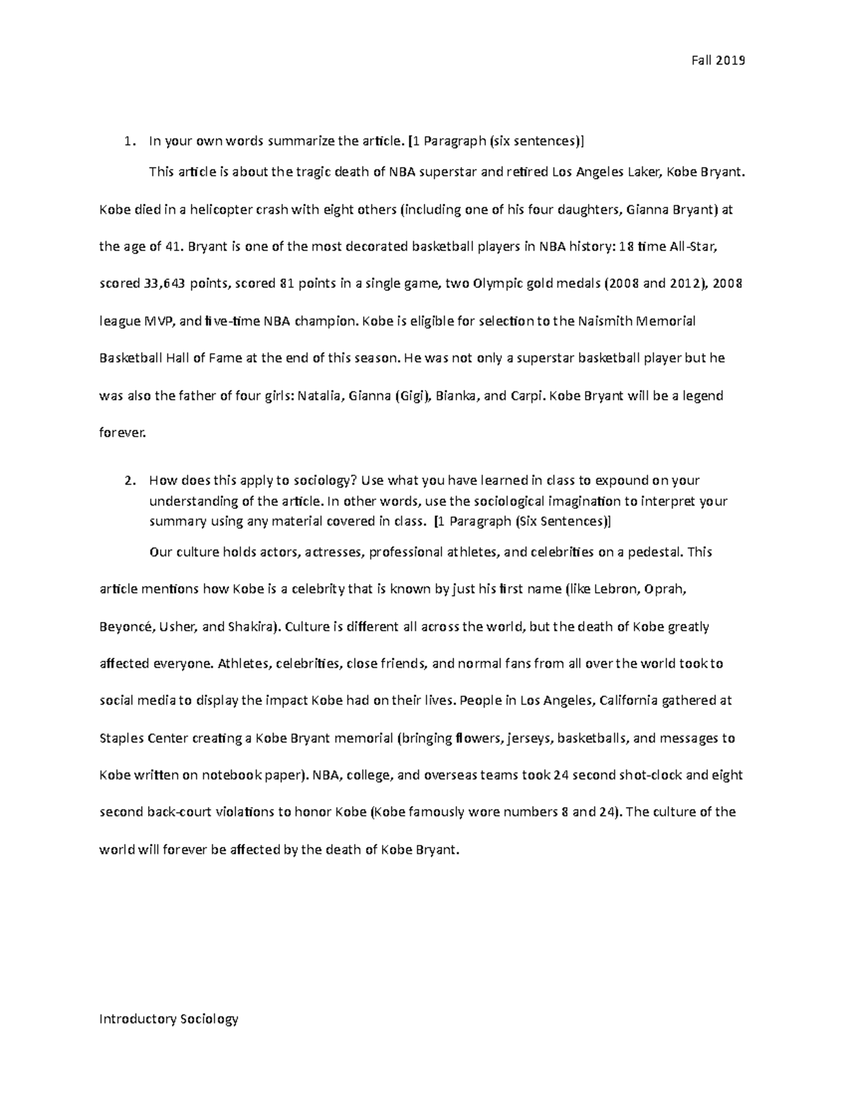 Current Event 1 - assignment - Fall 2019 In your own words summarize ...