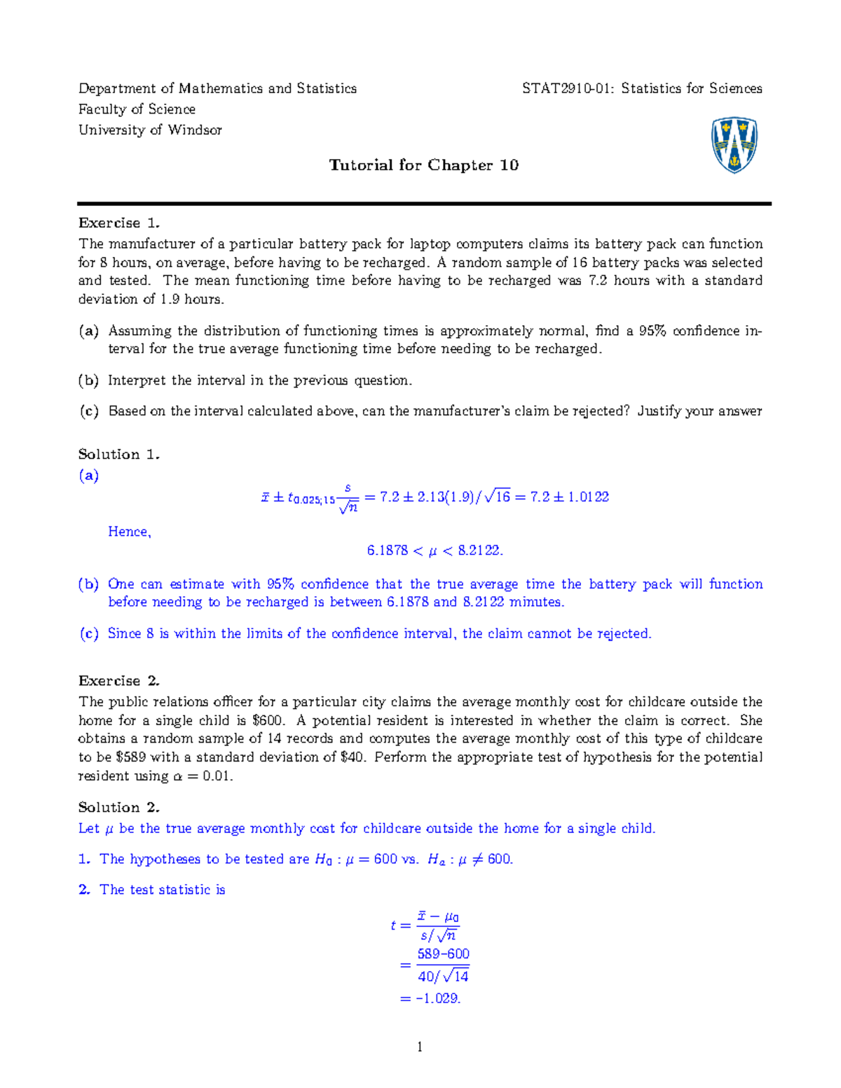 Chapter 10 Tutorial W24 Solution - Department of Mathematics and Statistics STAT2910-01 ...