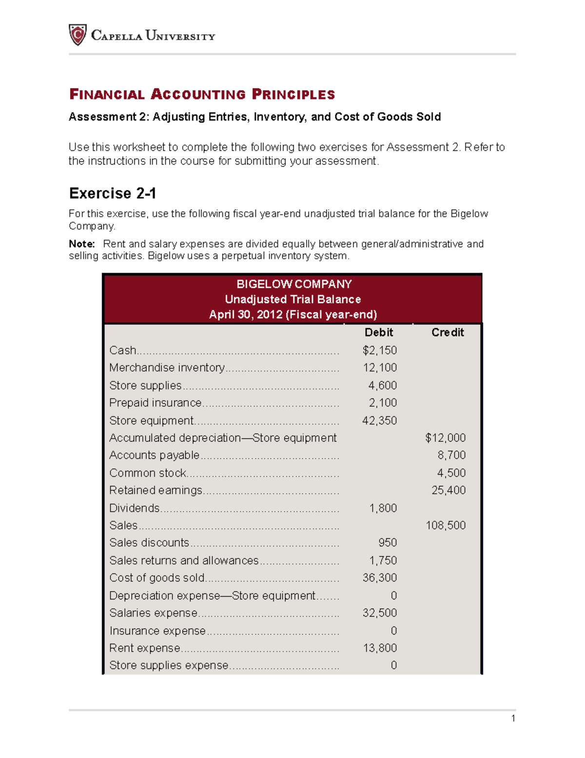 Cf u02a1 adjusting entries worksheet - FINANCIAL ACCOUNTING PRINCIPLES ...