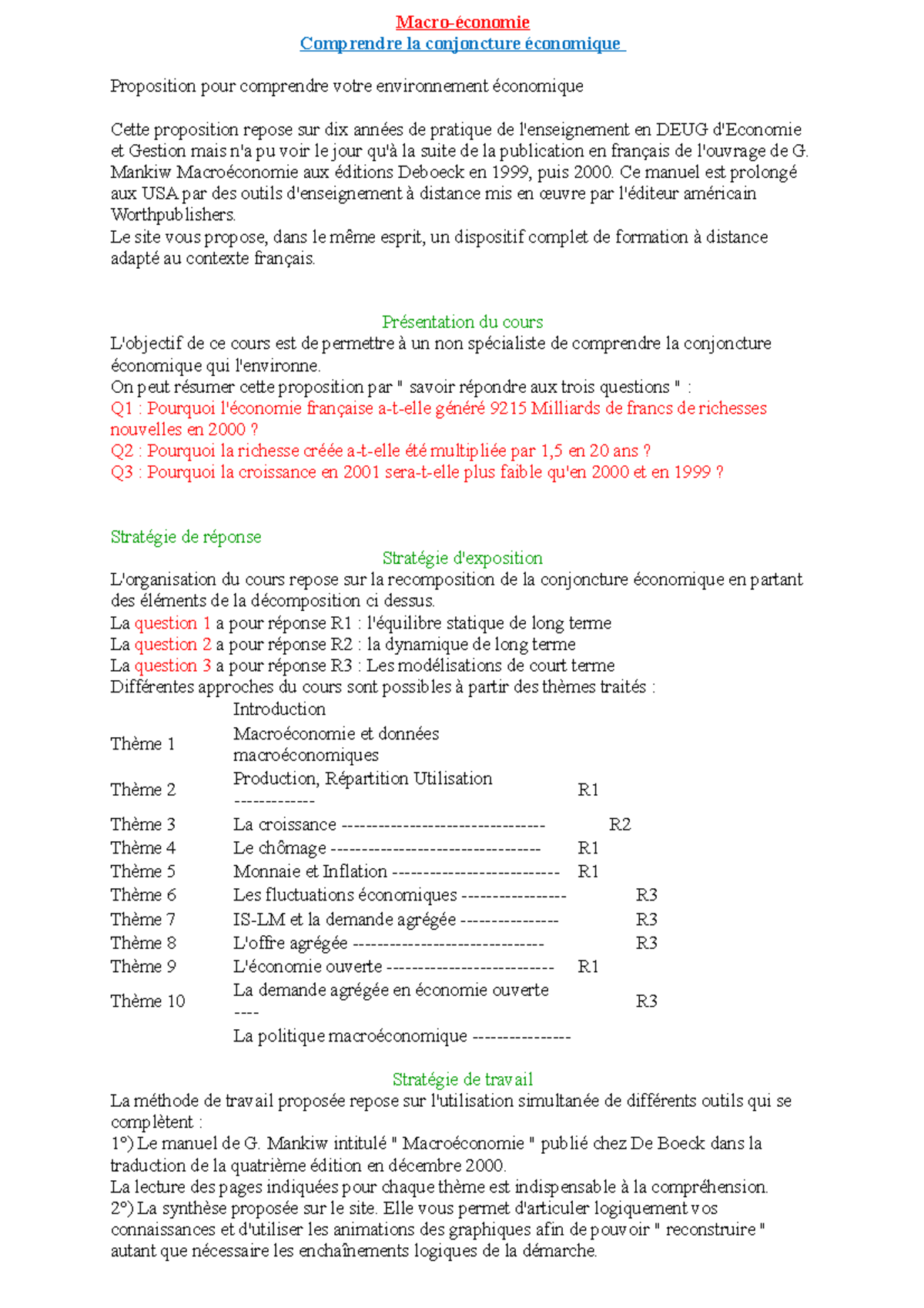 Macro-economie COURS SUITE 1 - Macro-économie Comprendre la conjoncture économique Proposition ...