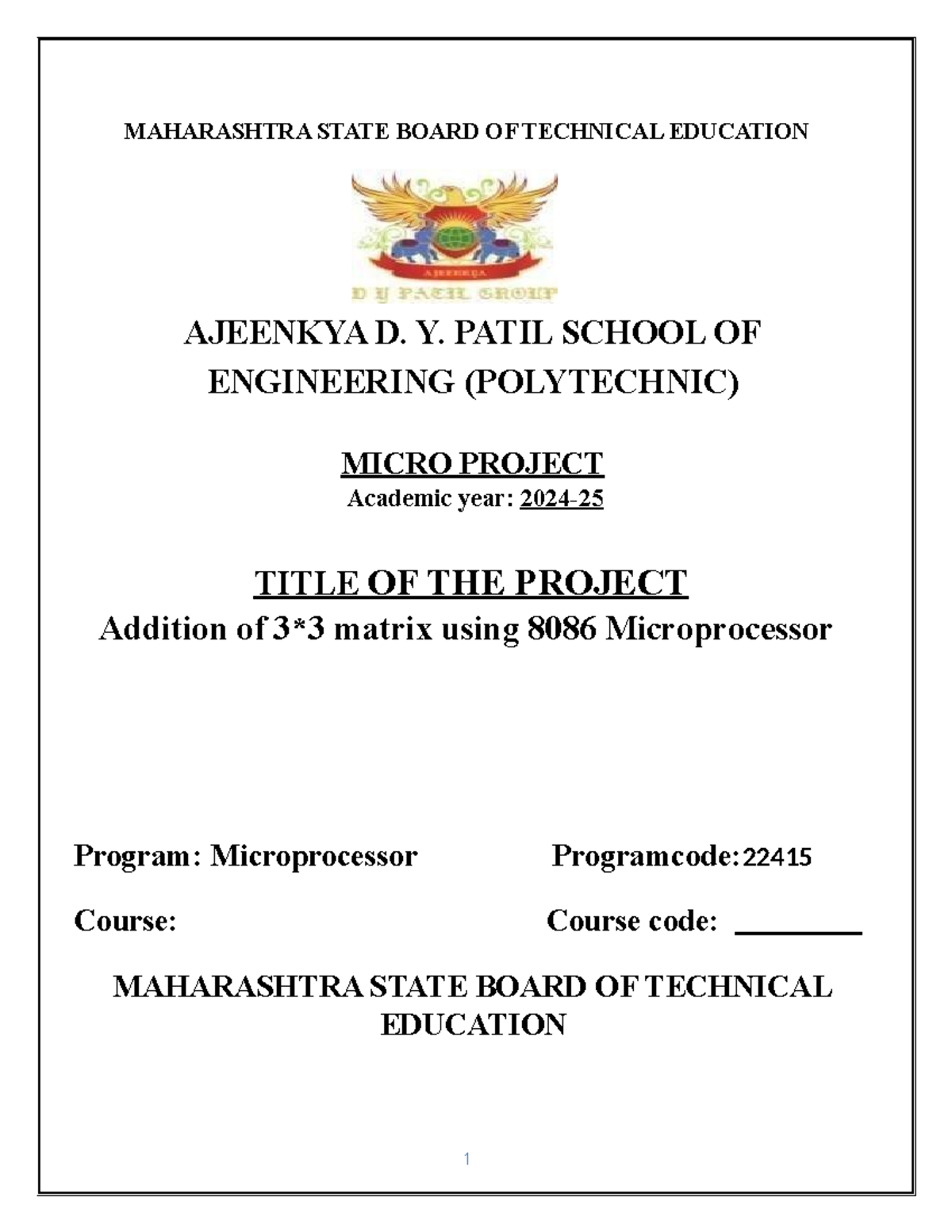 MIC Report { Sandesh Gondil] - MAHARASHTRA STATE BOARD OF TECHNICAL ...