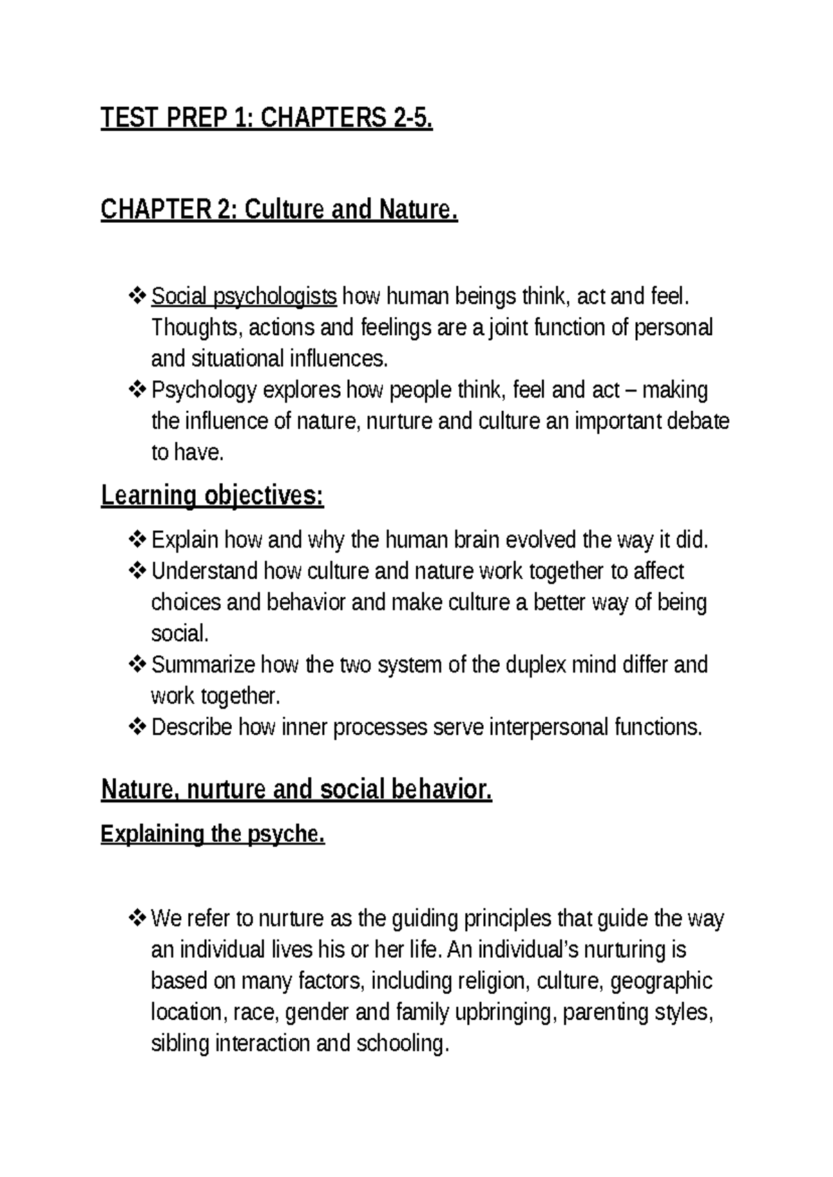 TEST PREP 1 - Summary Social Psychology - TEST PREP 1: CHAPTERS 2-5 ...