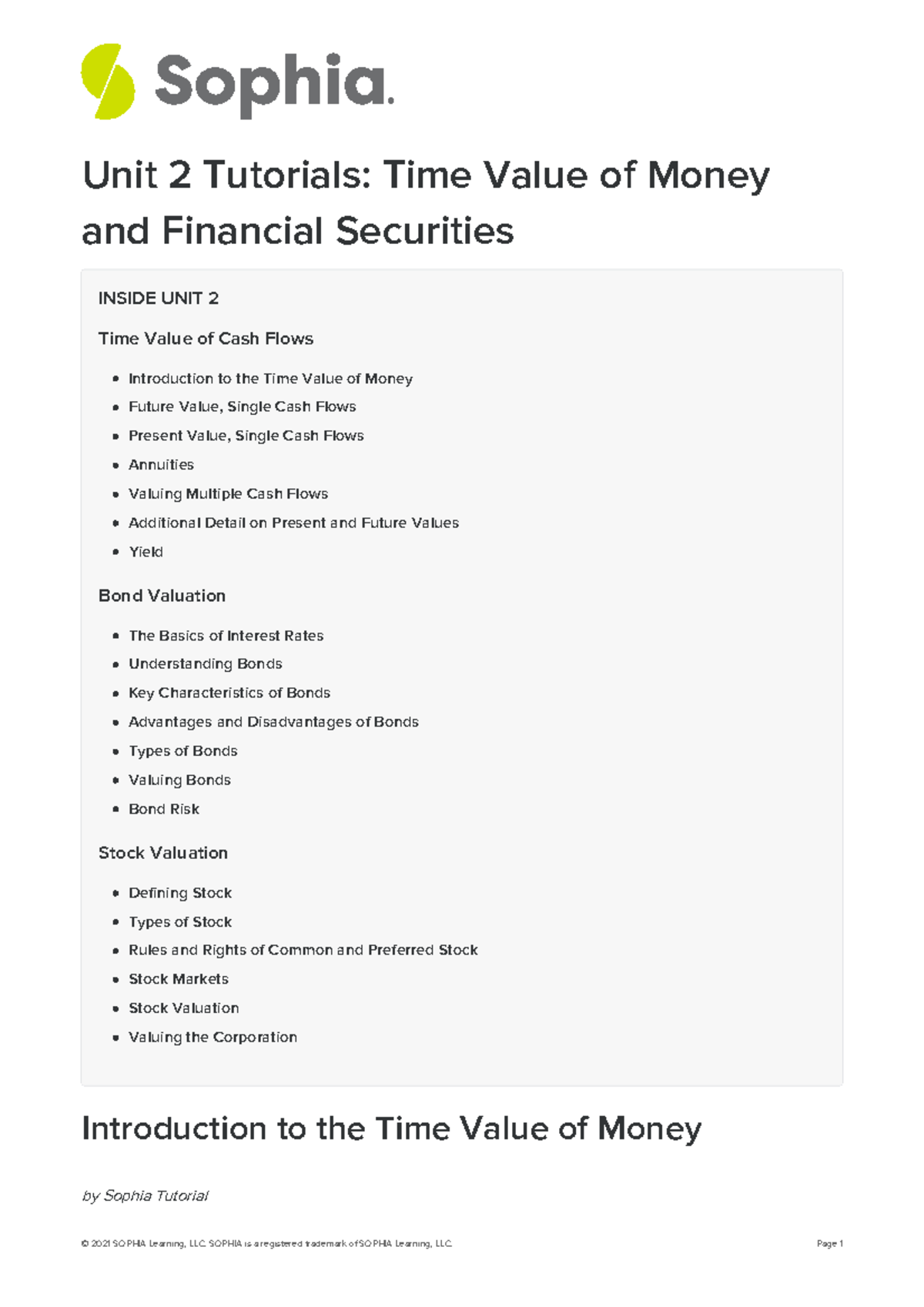 Unit 2 tutorials time value of money and financial securities - Unit 2 ...