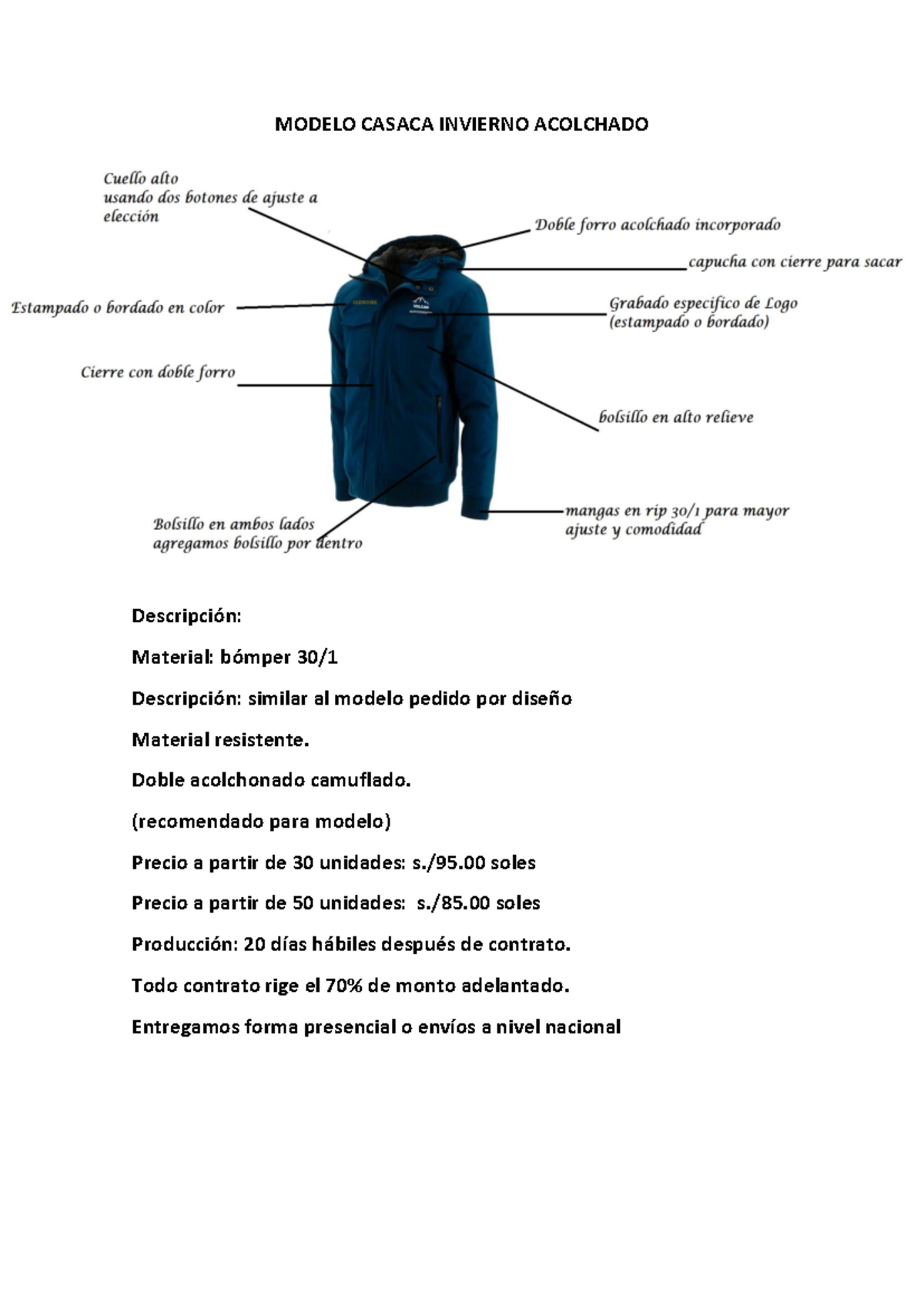 Casaca Bomper Acero - Introducción textil - MODELO CASACA INVIERNO ACOLCHADO Descripción ...