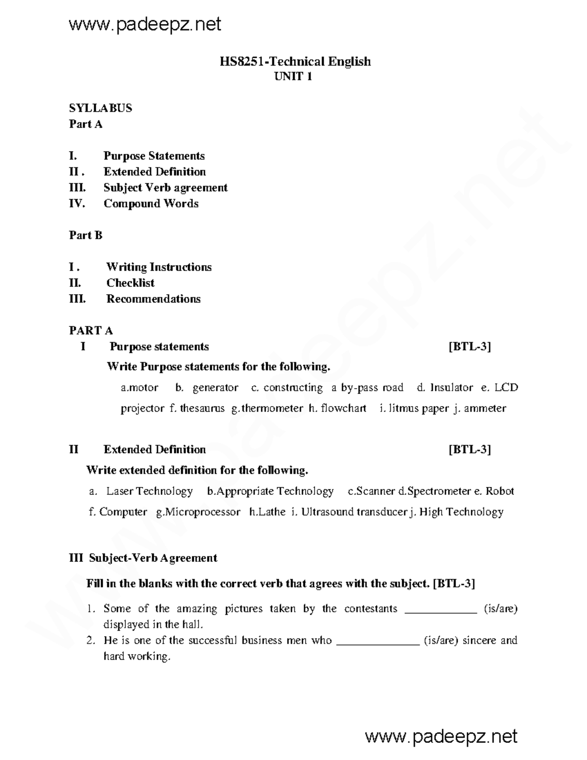 HS8251 qb - It is the material for technical english - UNIT 1 SYLLABUS ...