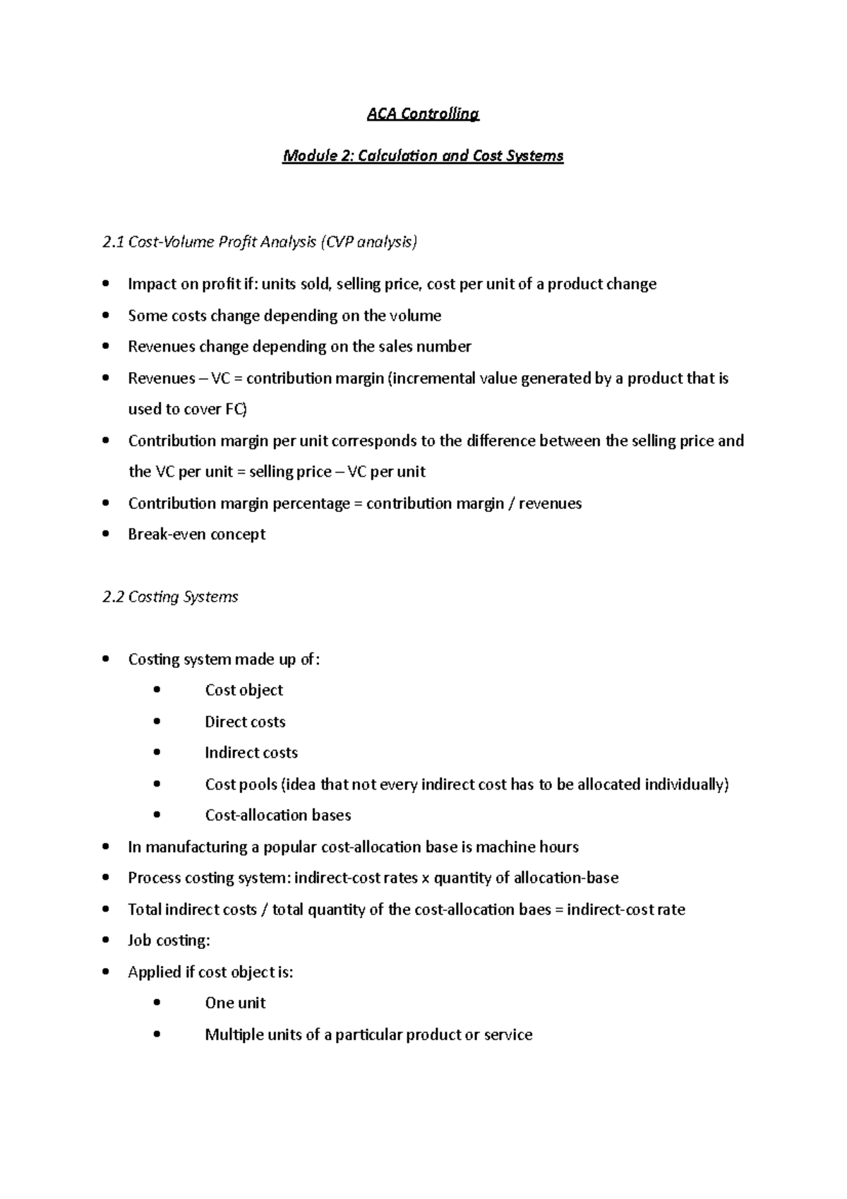 ACA Week 4 Module 2 video summaries - ACA Controlling Module 2 ...