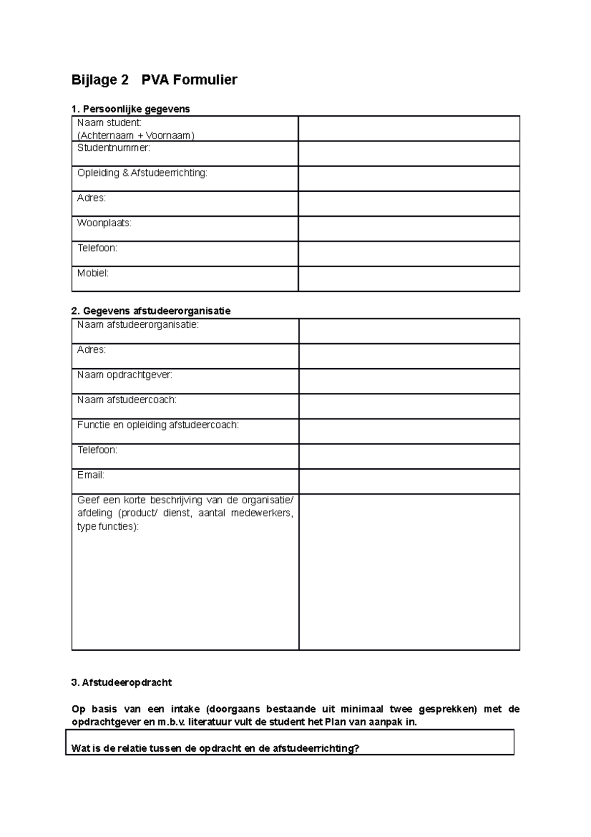 8-PVA Formulier-2 - Bijlage 2 PVA Formulier Persoonlijke gegevens Naam ...
