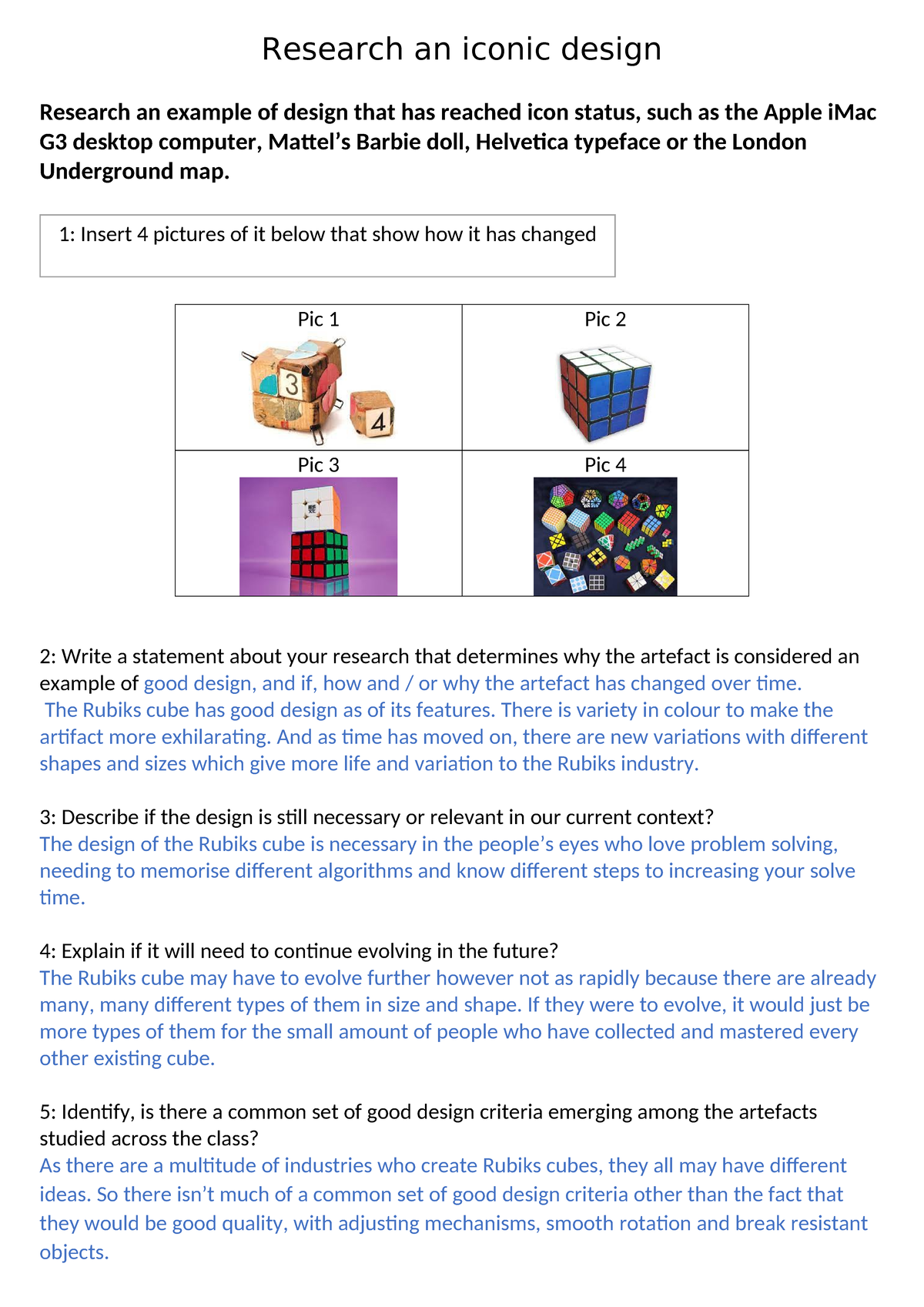 Y11 U1AOS1 Research an iconic design - Research an iconic design ...