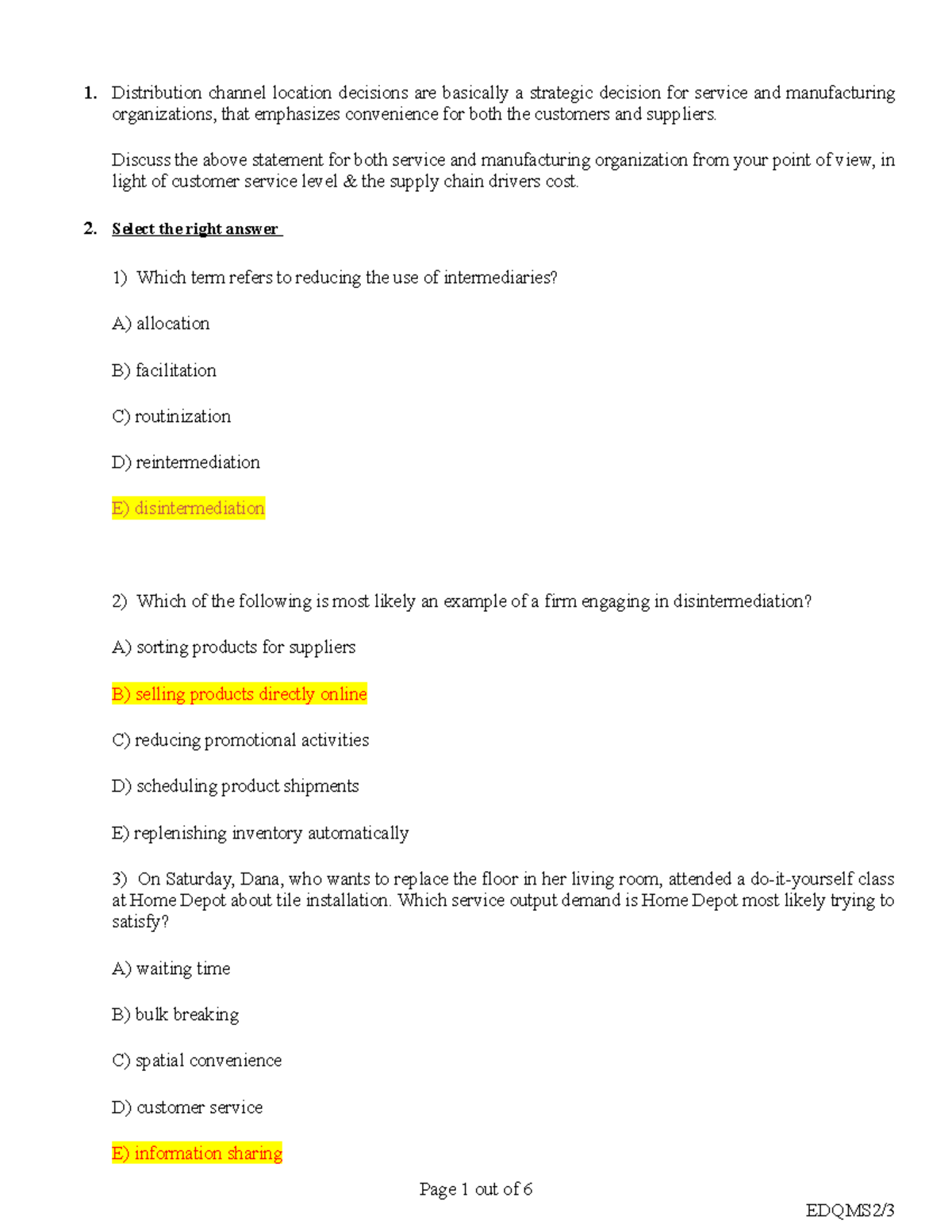 DC Quiz alot of examples and answers - Fundamentals of supply chain ...