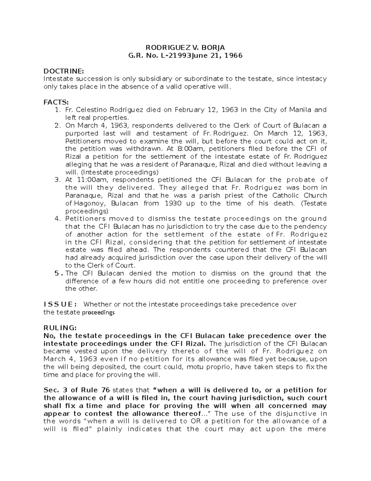 17-Rodriguez-v - A case digest - RODRIGUEZ V. BORJA G. No. L-21993June ...