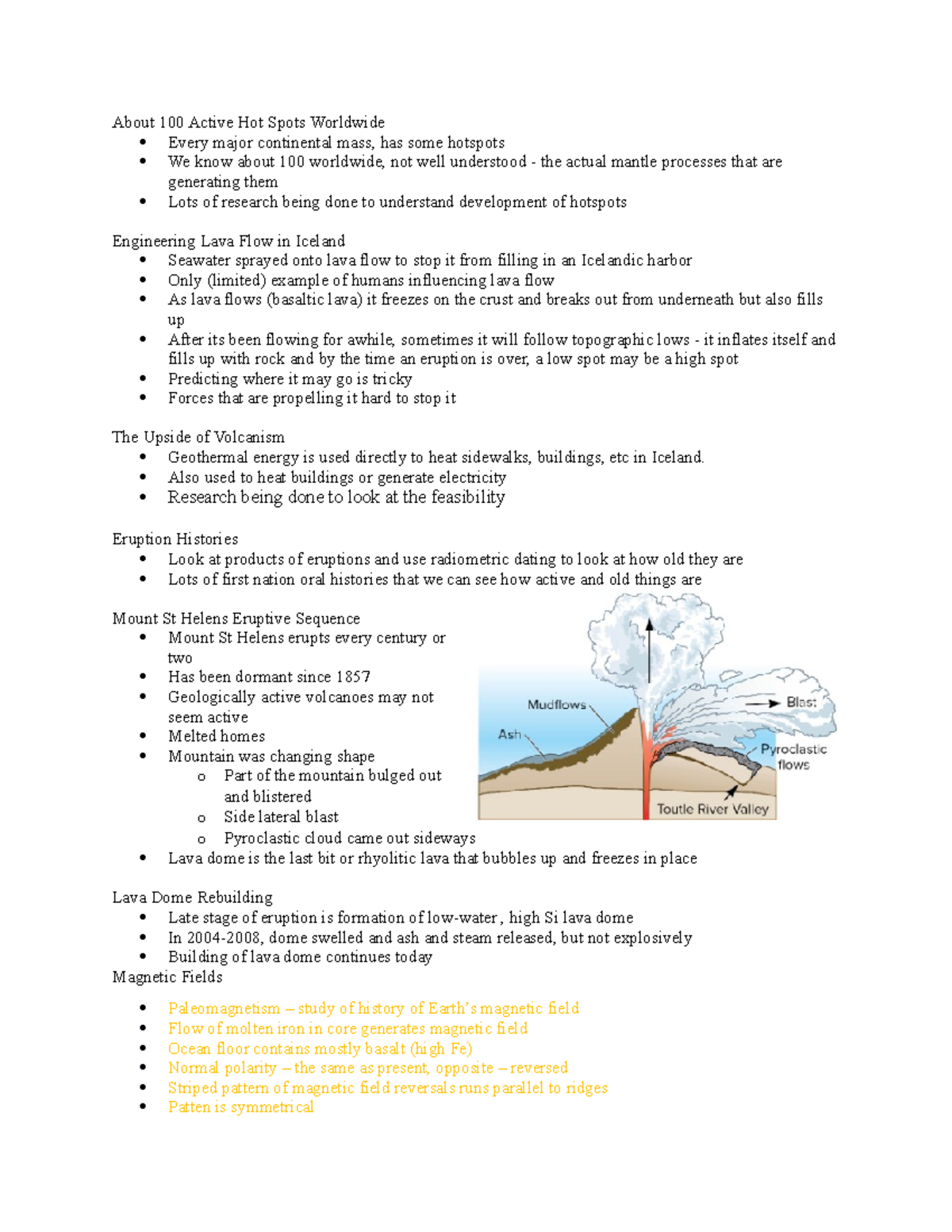 Earthsc 2GG3 Lecture 1 - 4 class Notes - About 100 Active Hot Spots ...