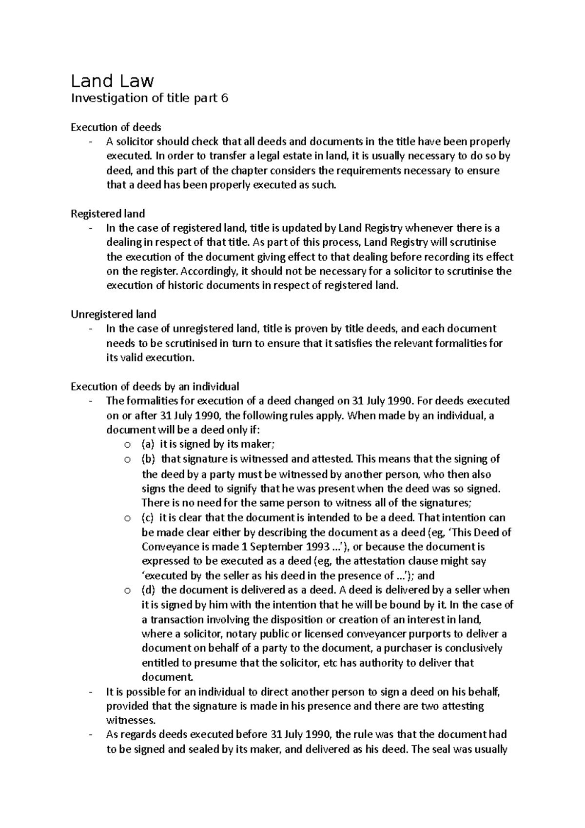Investigation of title part 6 - Land Law Investigation of title part 6 ...
