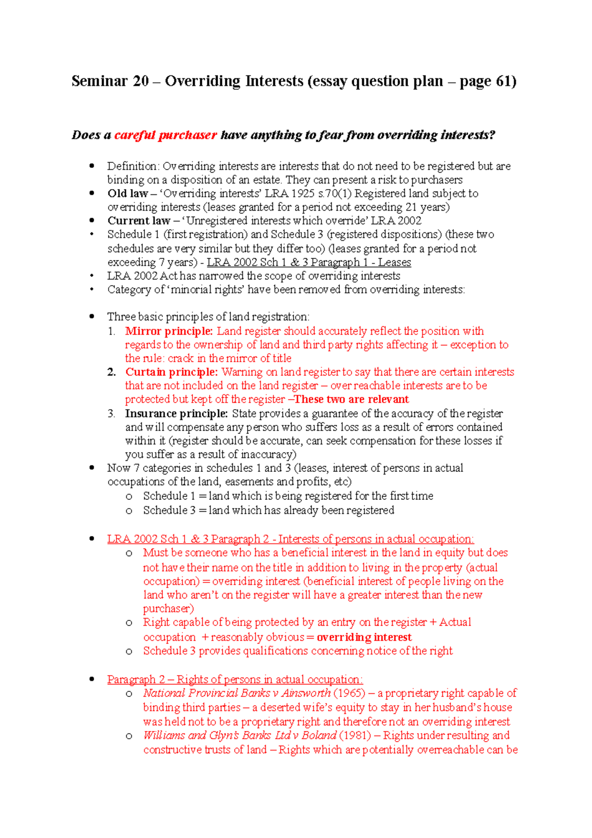 Seminar 20 – Overriding Interests - Seminar 20 – Overriding Interests ...