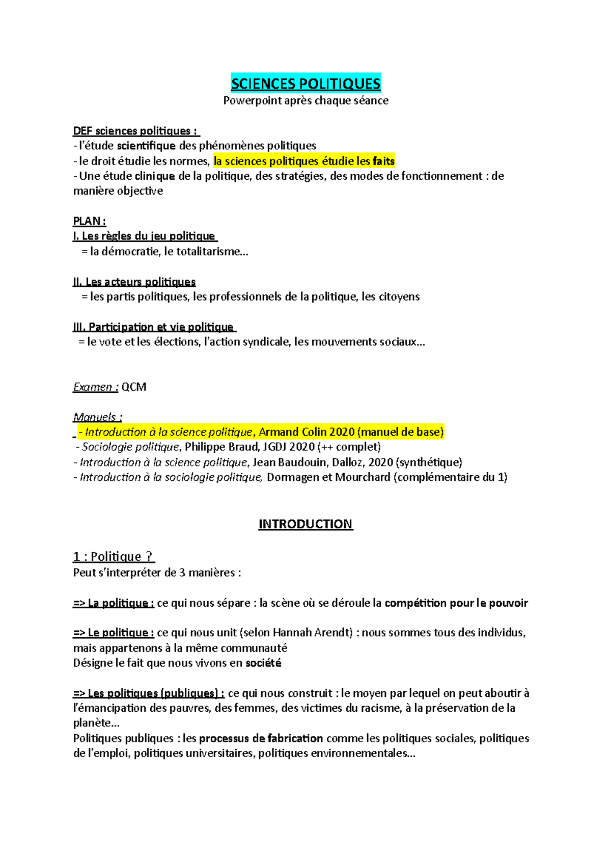 Sciences Politiques - SCIENCES POLITIQUES Powerpoint après chaque ...