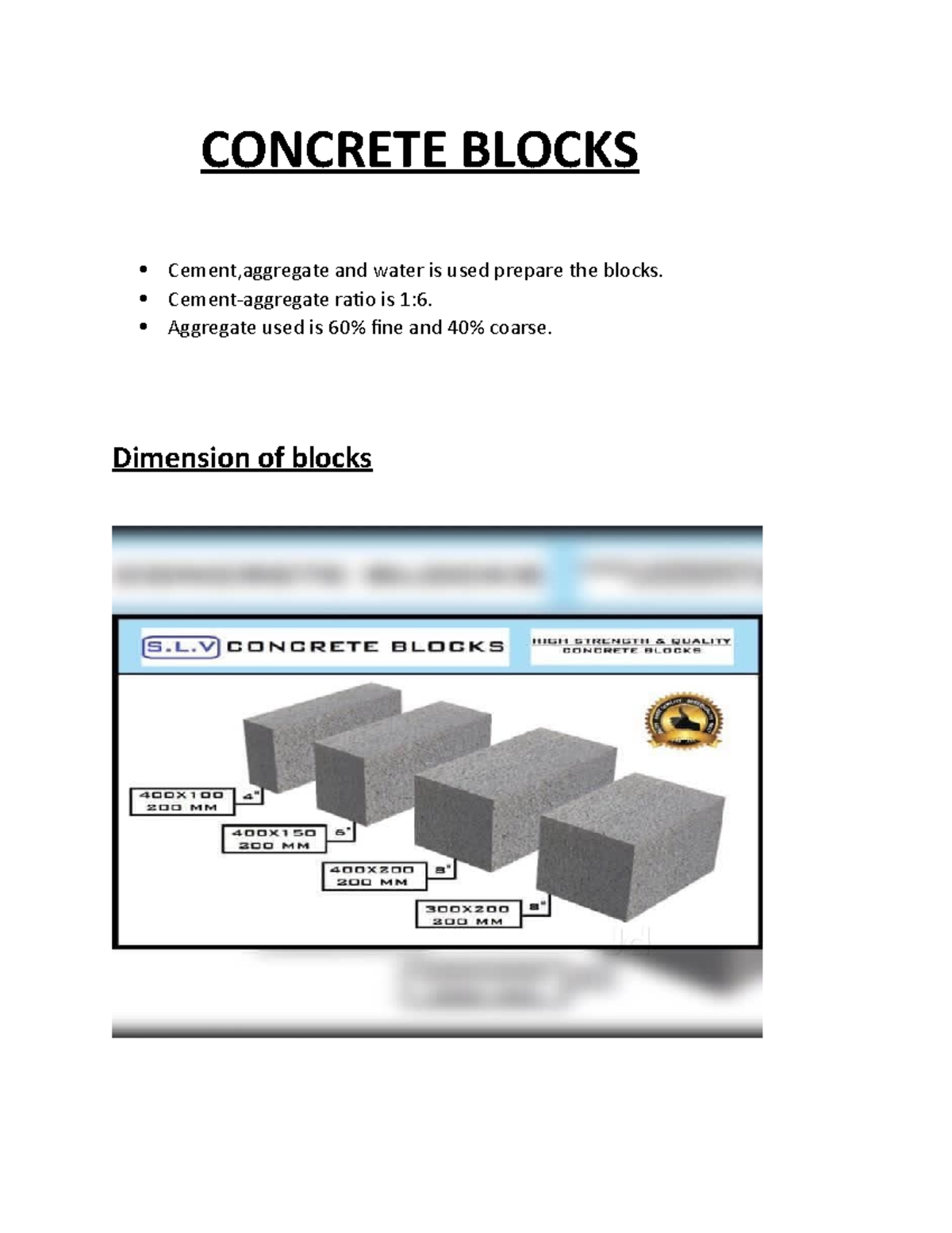 Concrete Blocks - CONCRETE BLOCKS Cement,aggregate and water is used ...