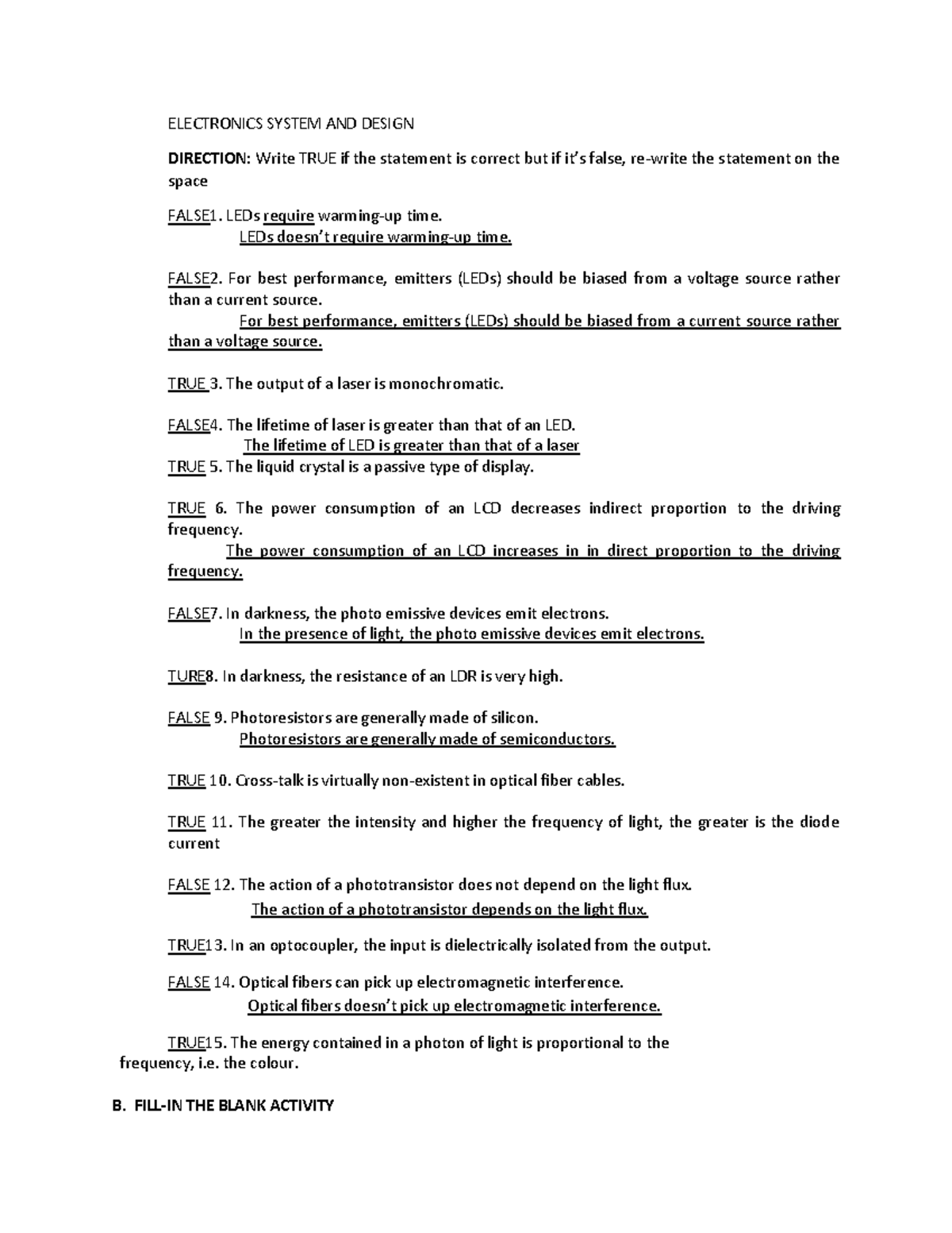 ELX 1 - electronics system and design learning activities - ELECTRONICS ...