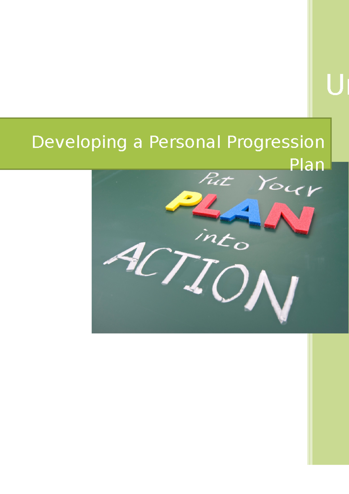 Unit A2 Developing a Personal Progression Plan Booklet - Un Developing ...