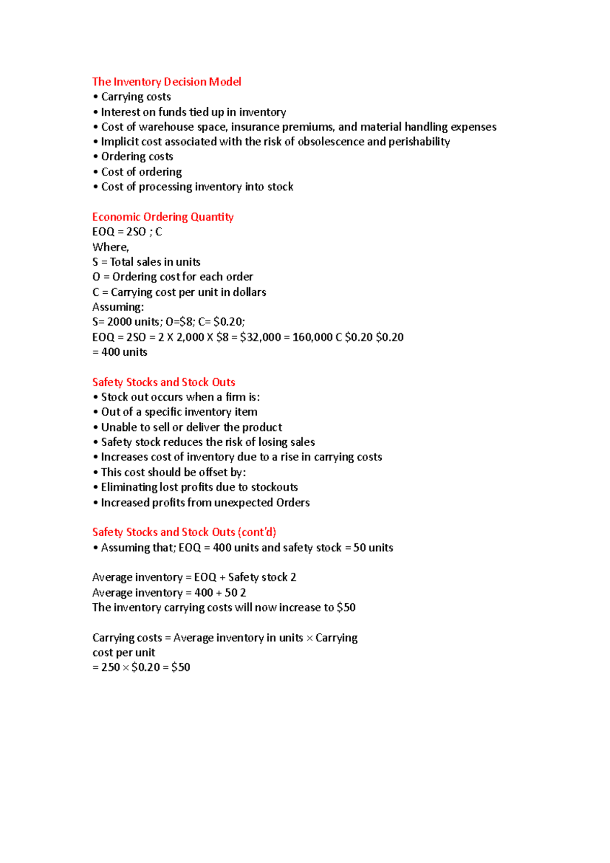 The Inventory Decision Model and safety stocks - The Inventory Decision ...